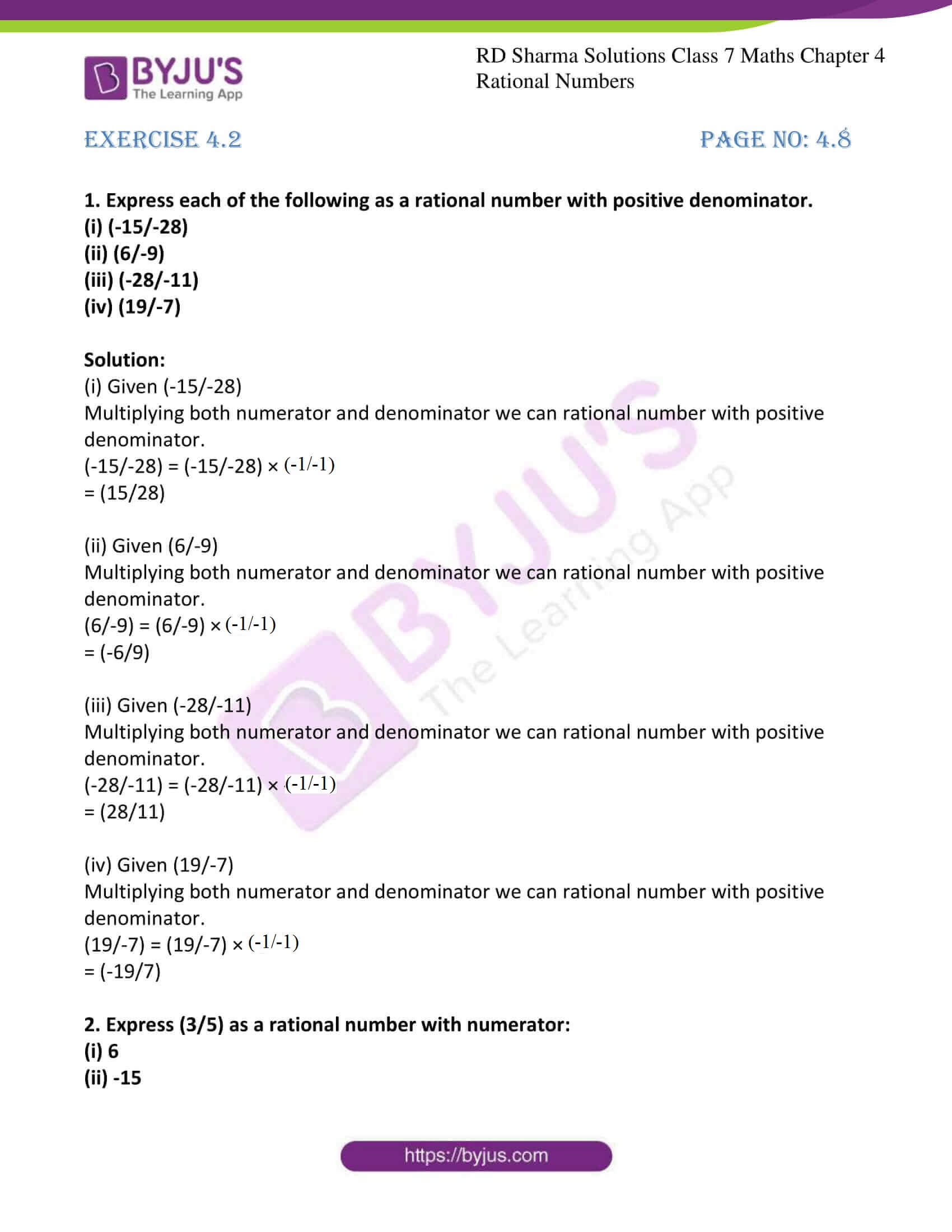 RD Sharma Solutions For Class 7 Maths Chapter 4 Rational Numbers RD Sharma Solutions For Class 7 Maths Chapter 4 Rational Numbers