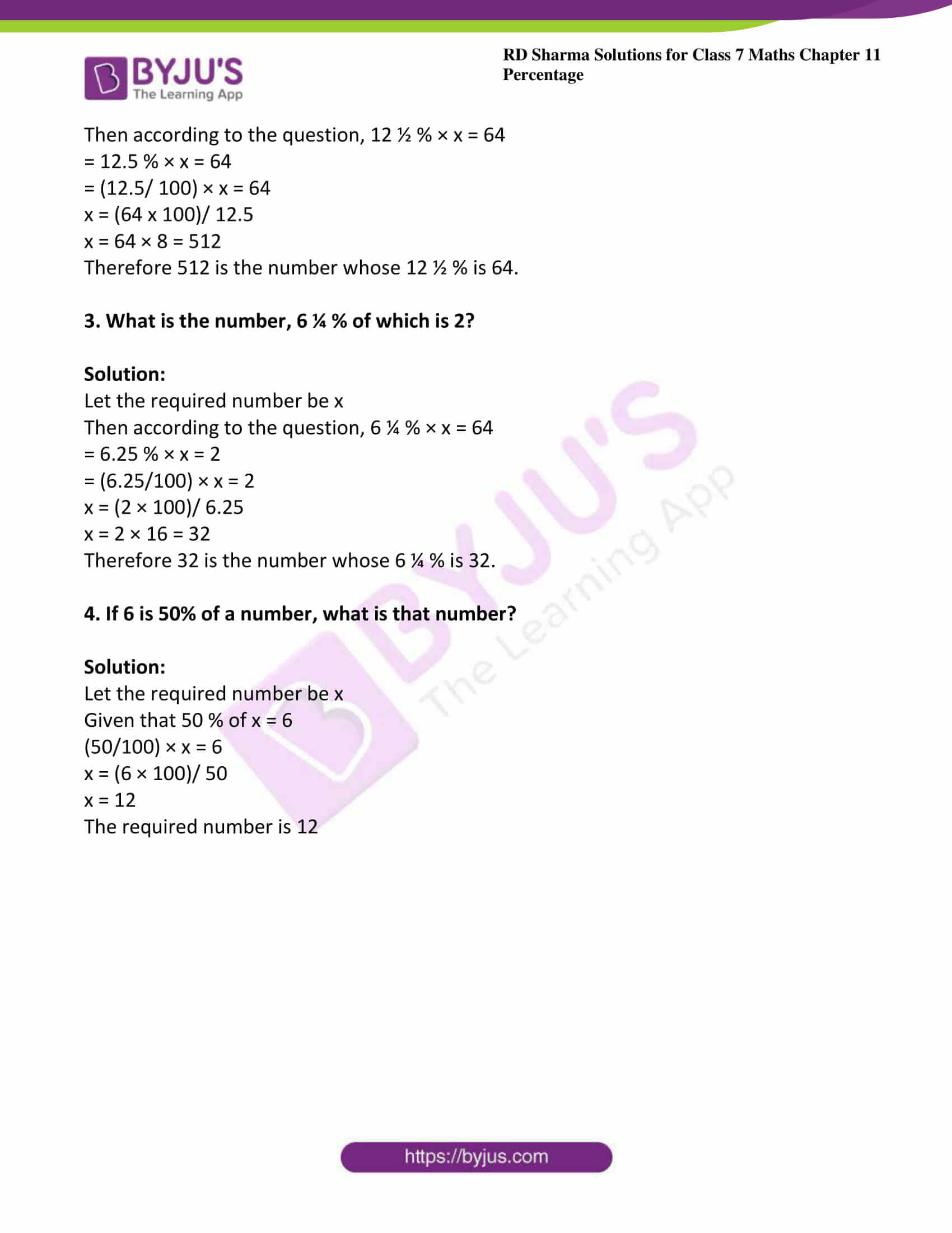 RD Sharma Solutions For Class 7 Maths Chapter 11 Percentage RD Sharma Solutions For Class 7 Maths Chapter 11 Percentage