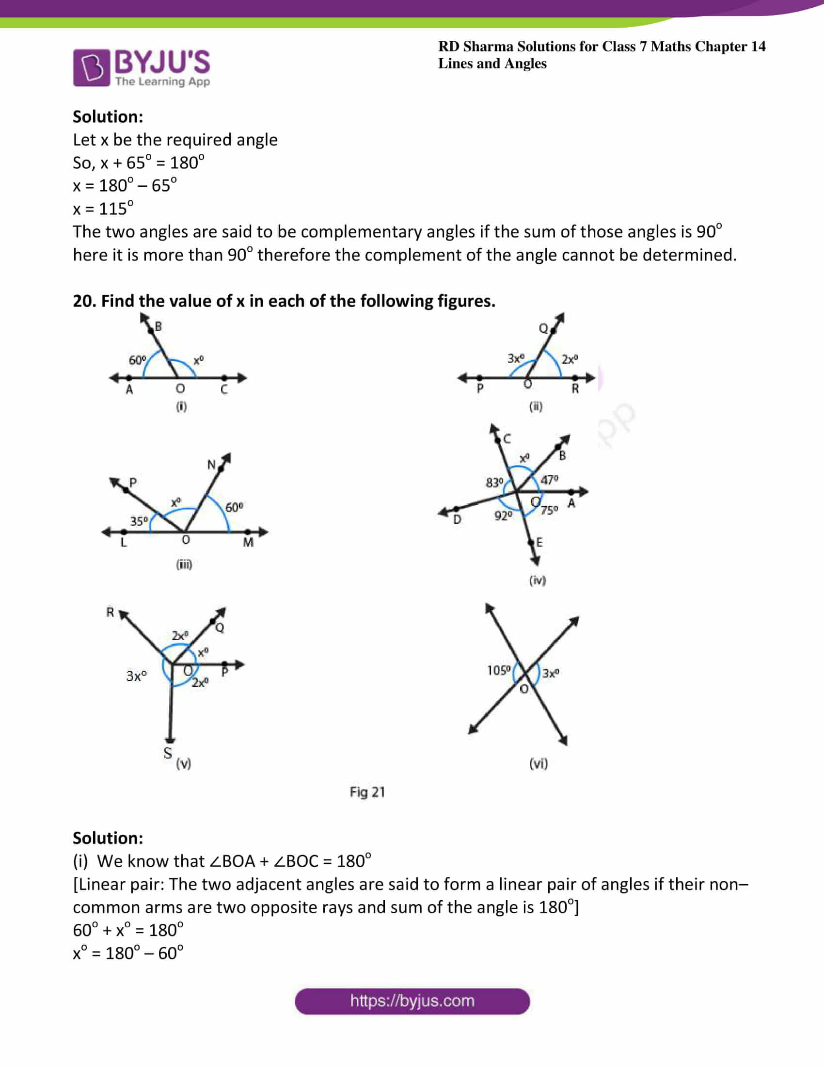 RD Sharma Solutions For Class 7 Maths Chapter 14 Lines And Angles RD Sharma Solutions For Class 7 Maths Chapter 14 Lines And Angles