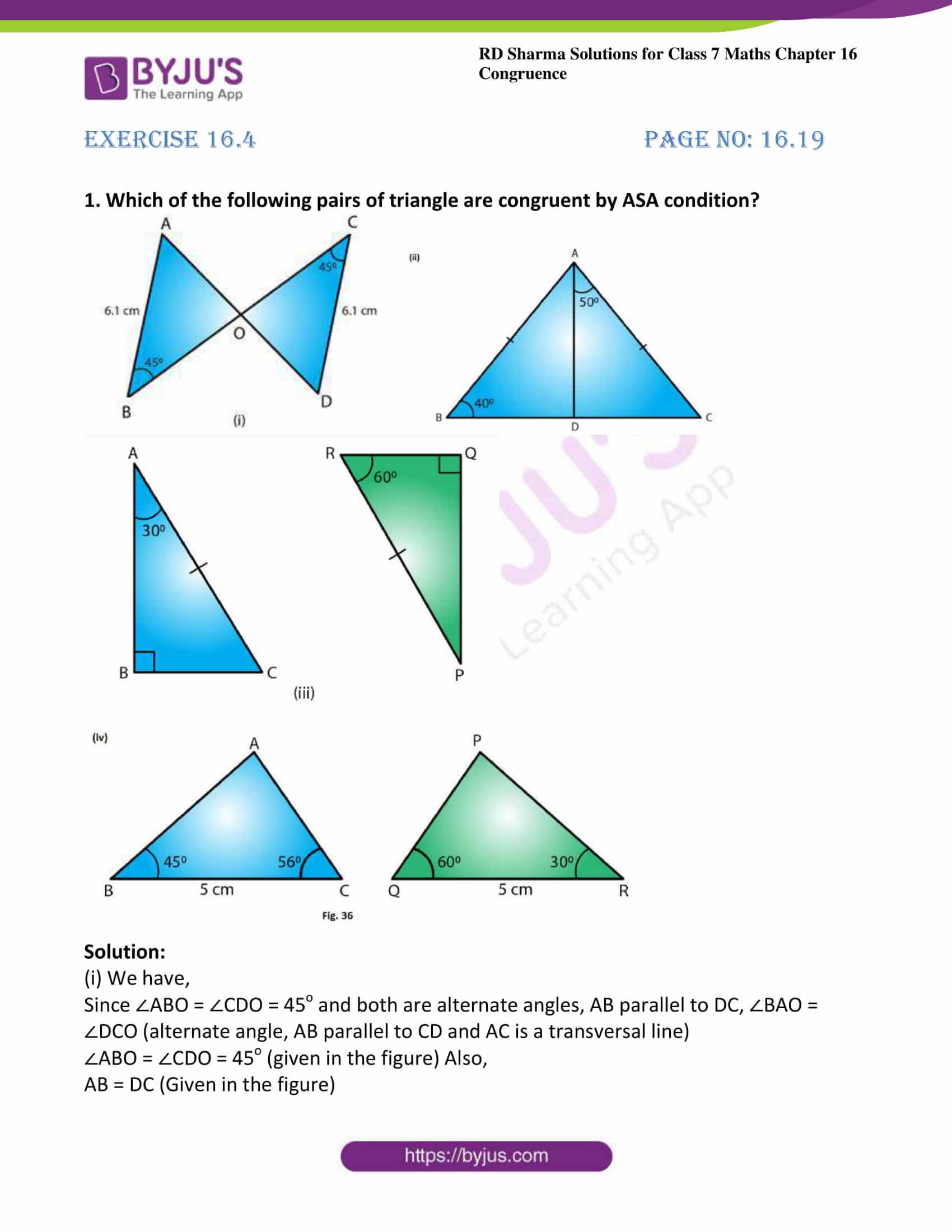 RD Sharma Solutions For Class 7 Maths Chapter 16 Congruence Free RD Sharma Solutions For Class 7 Maths Chapter 16 Congruence Free