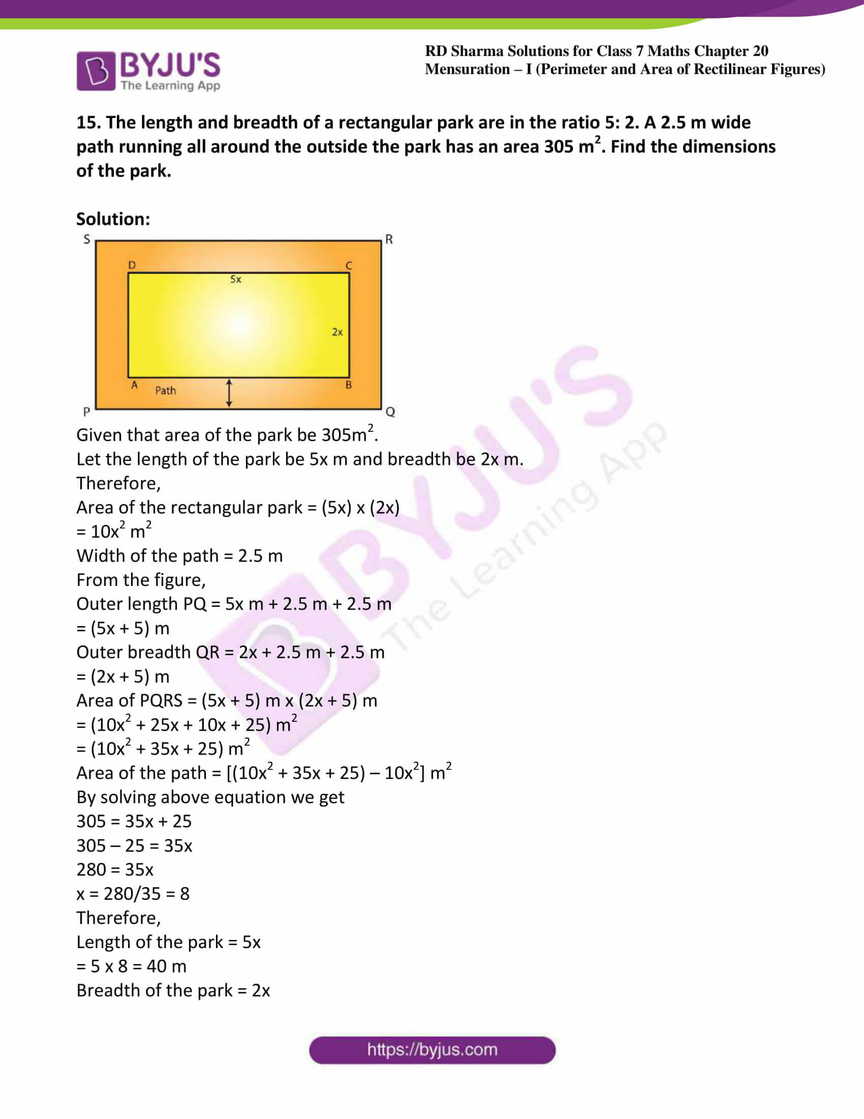 RD Sharma Solutions For Class 7 Maths Chapter 20 Mensuration I RD Sharma Solutions For Class 7 Maths Chapter 20 Mensuration I