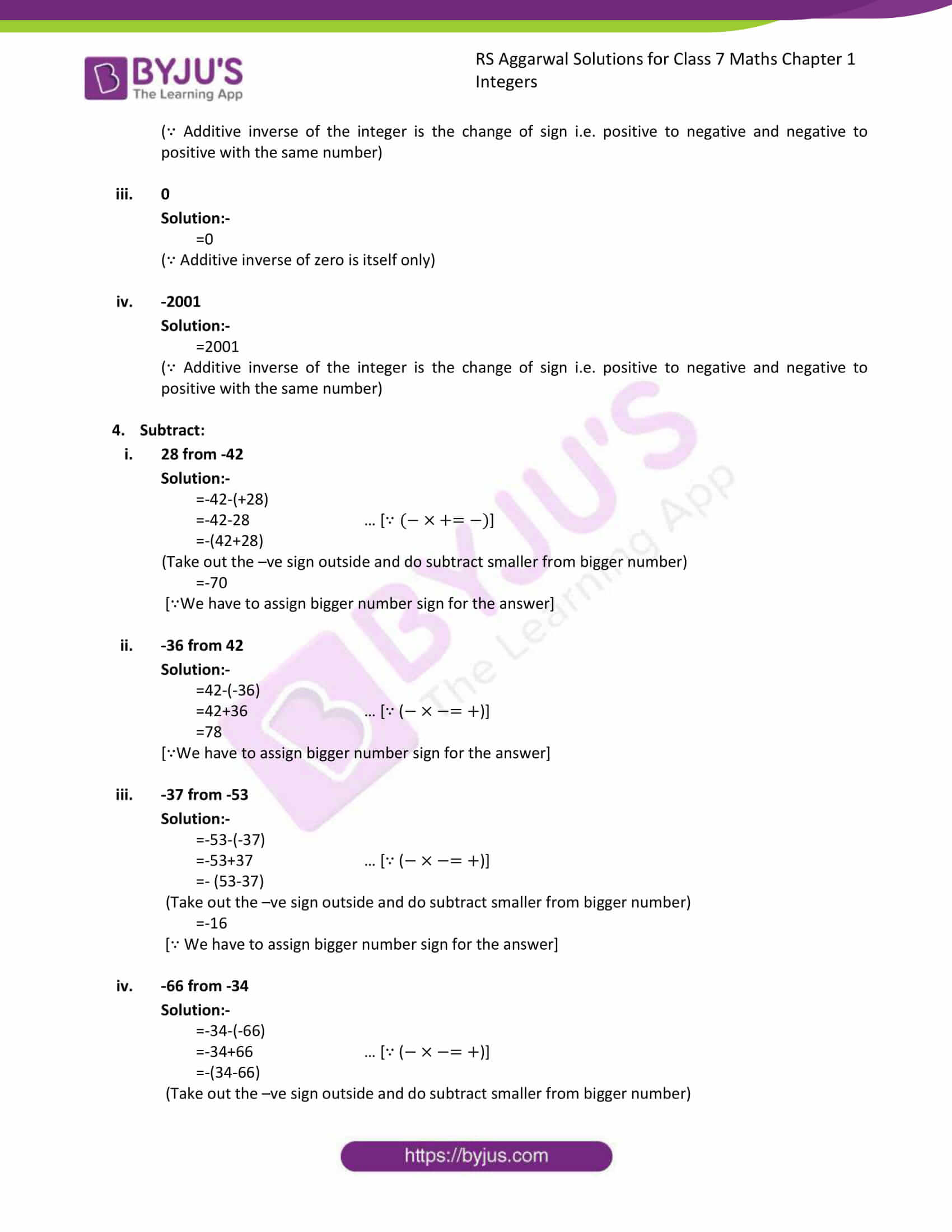 RS Aggarwal Solutions For Class 7 Maths Chapter 1 Integers Download ...