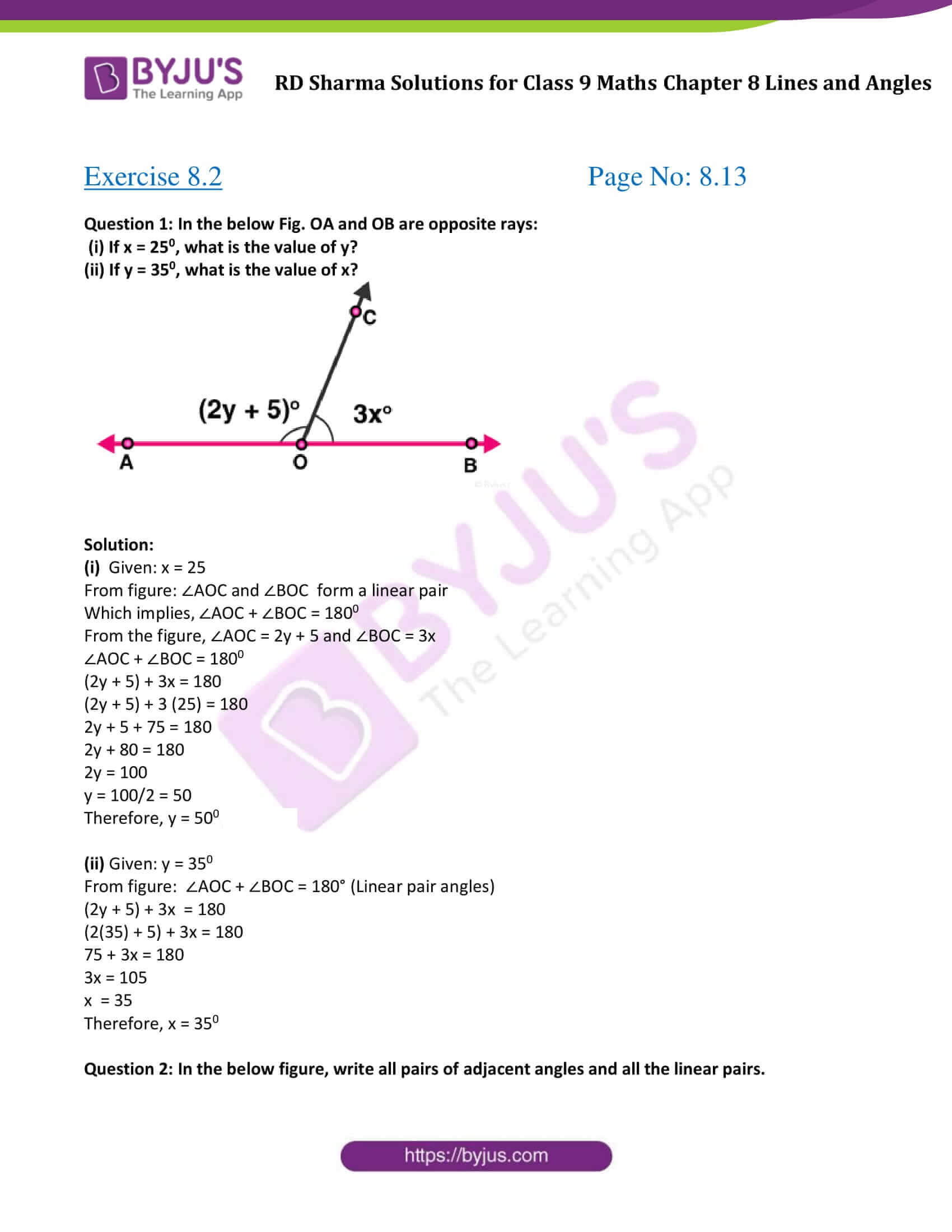 RD Sharma Class 9 Solutions Maths Chapter 8 Lines And Angles Ex 8 2 RD Sharma Class 9 Solutions Maths Chapter 8 Lines And Angles Ex 8 2