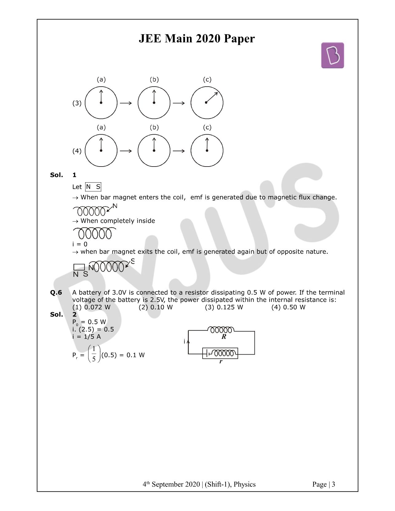JEE Main 2020 Paper With Solutions Physics (Shift 1-Sept 4th ...