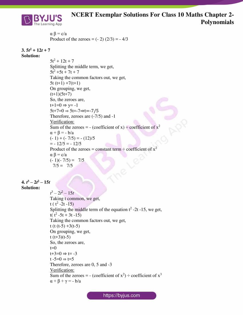 NCERT Exemplar Class 10 Maths Solutions Chapter 2 Free PDF 