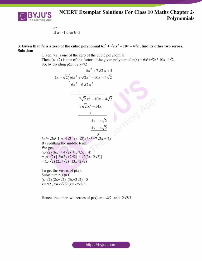 NCERT Exemplar Class 10 Maths Solutions Chapter 2 Free PDF 