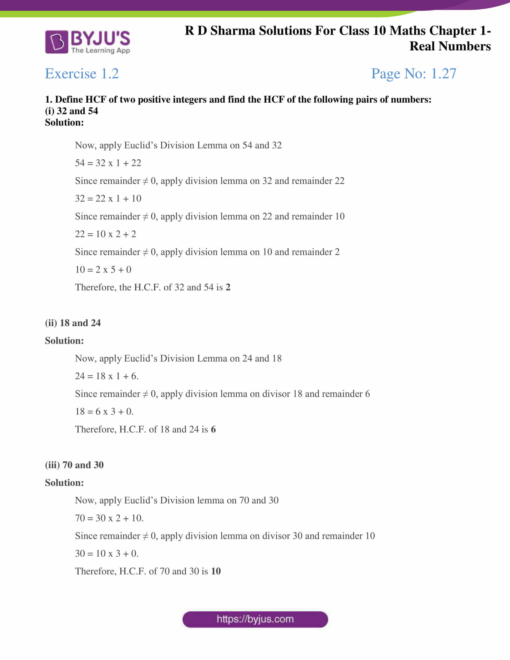 RD Sharma Solutions For Class 10 Maths Chapter 1 Real Numbers