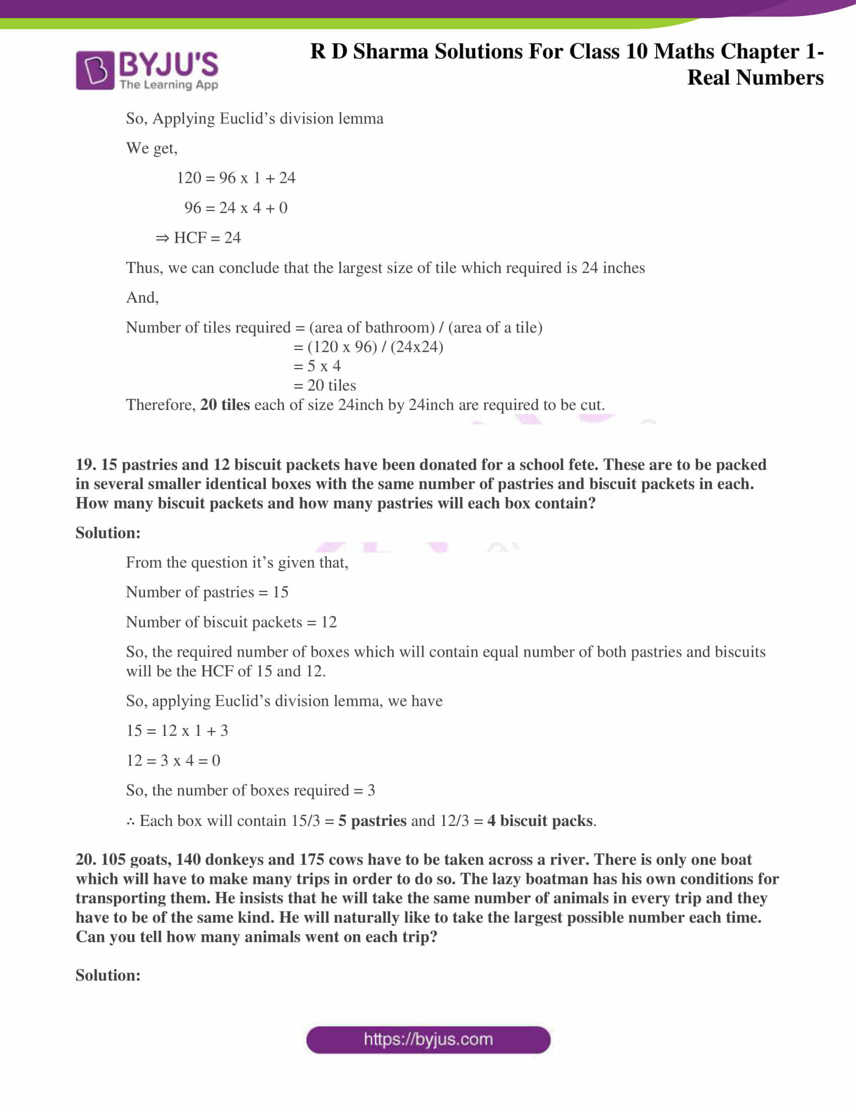 RD Sharma Solutions For Class 10 Maths Chapter 1 Real Numbers