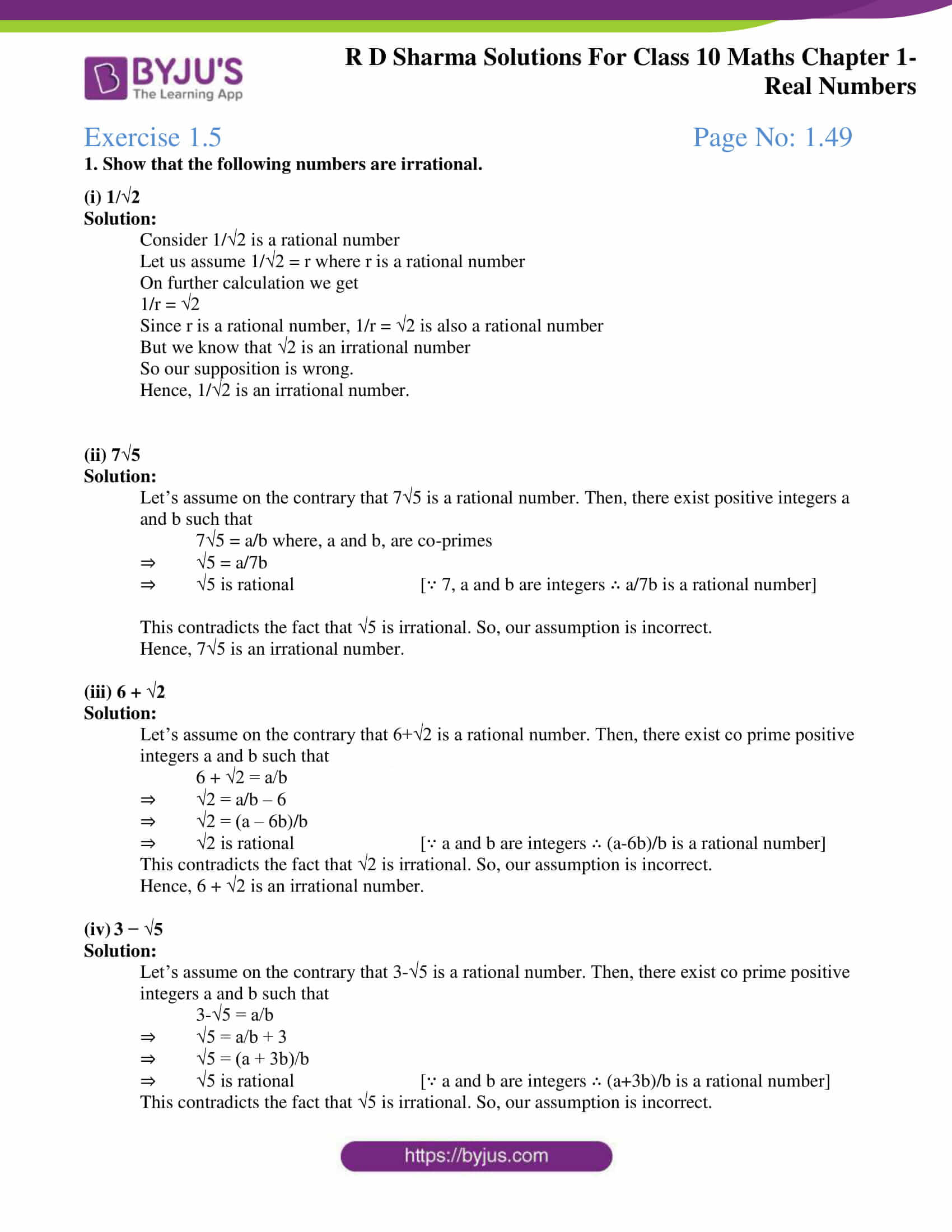 RD Sharma Solutions For Class 10 Chapter 1 Real Numbers Exercise 1 5 RD Sharma Solutions For Class 10 Chapter 1 Real Numbers Exercise 1 5