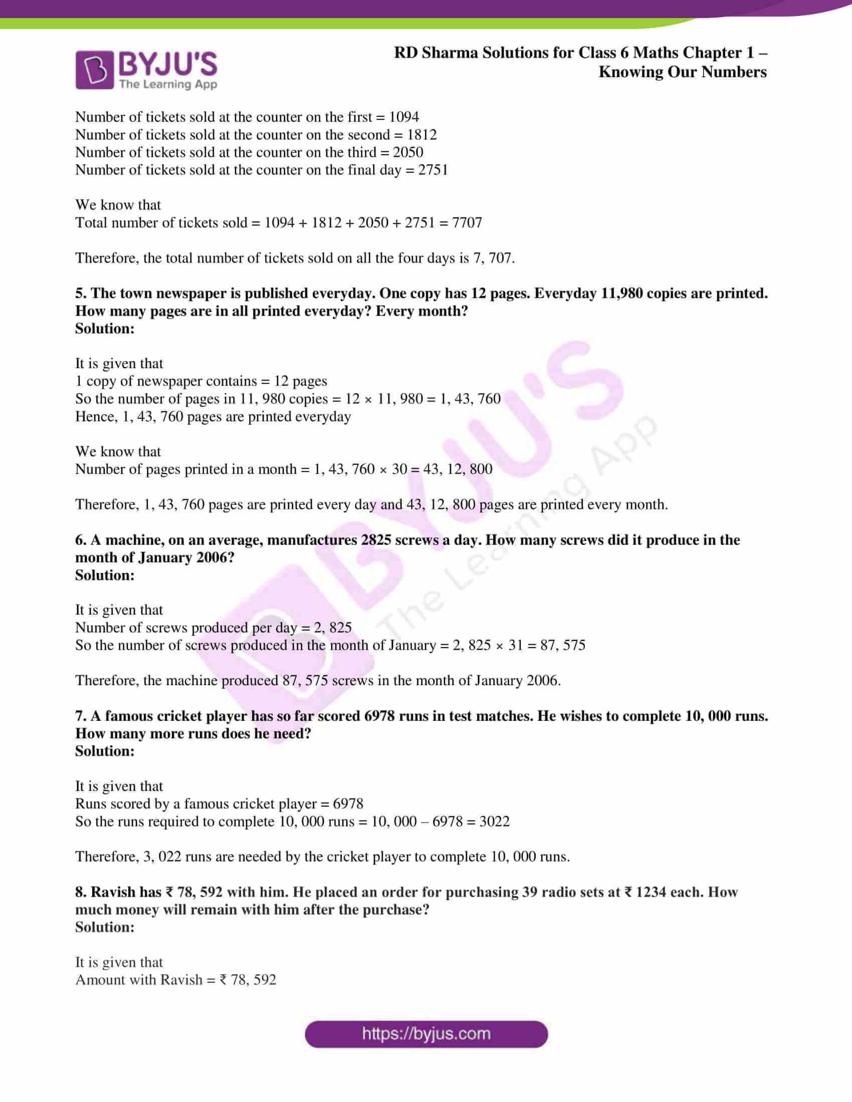 Byjus Class 6 Maths Chapter 1 Form