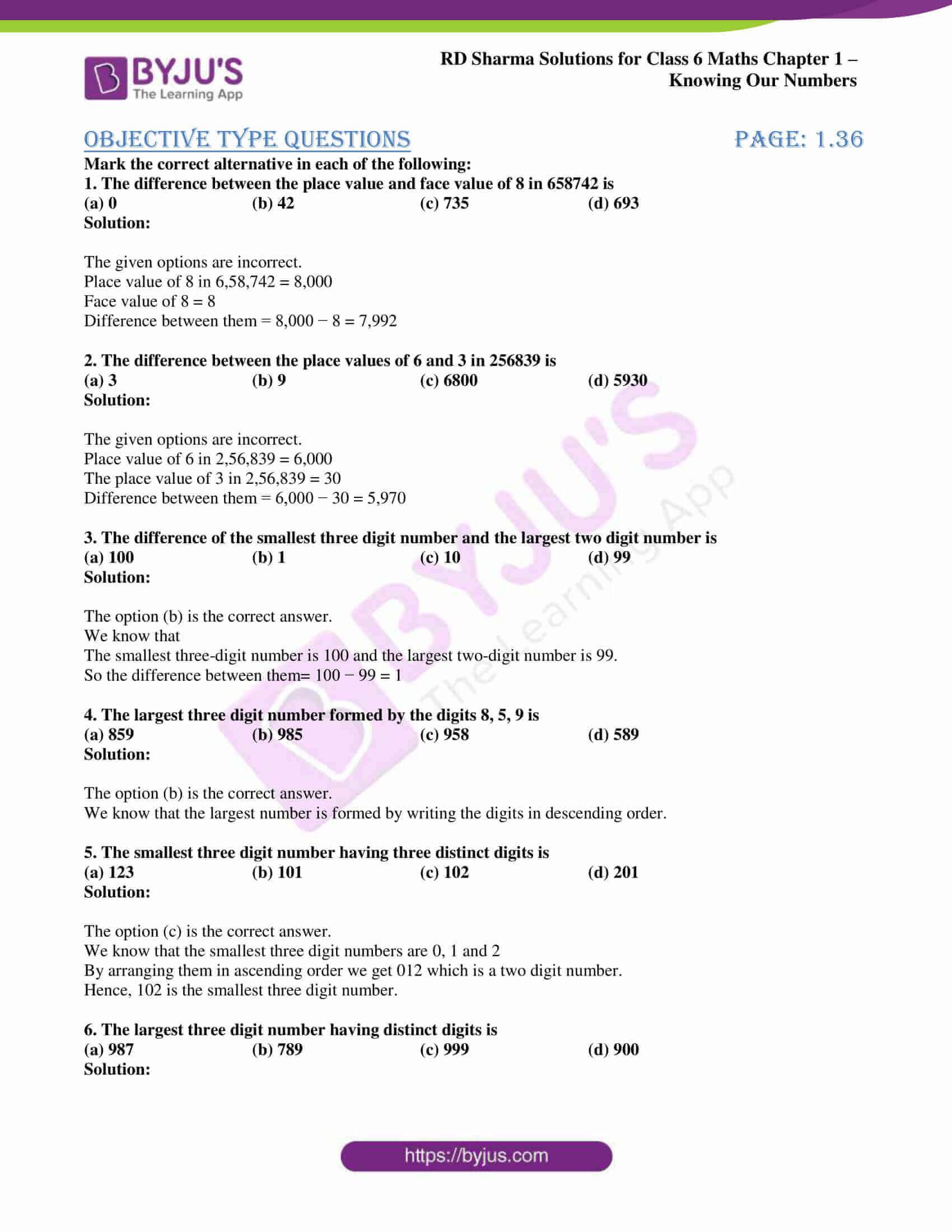Byjus Class 6 Maths Notes Word
