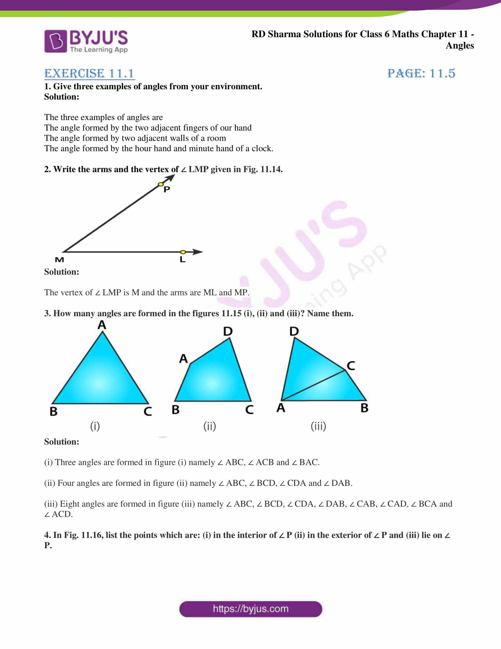 RD Sharma Solutions For Class 6 Chapter 11 Angles Access Free PDF