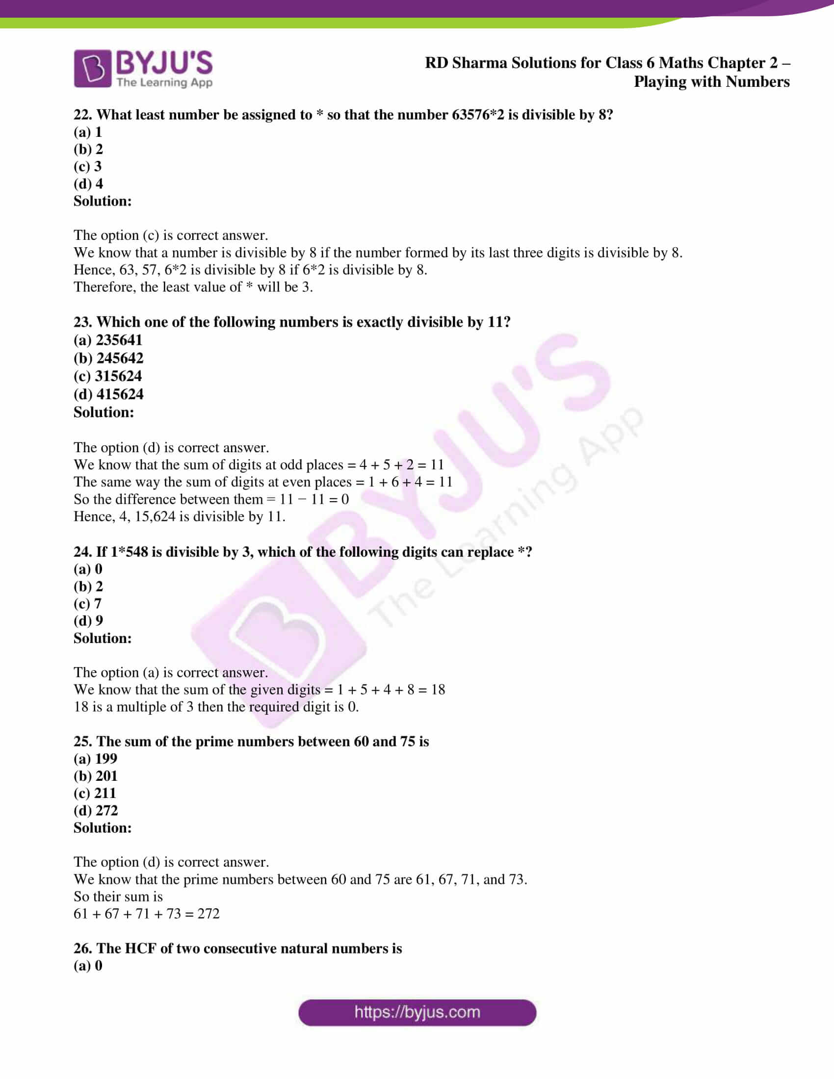 RD Sharma Solutions For Class 6 Chapter 2 Playing With Numbers