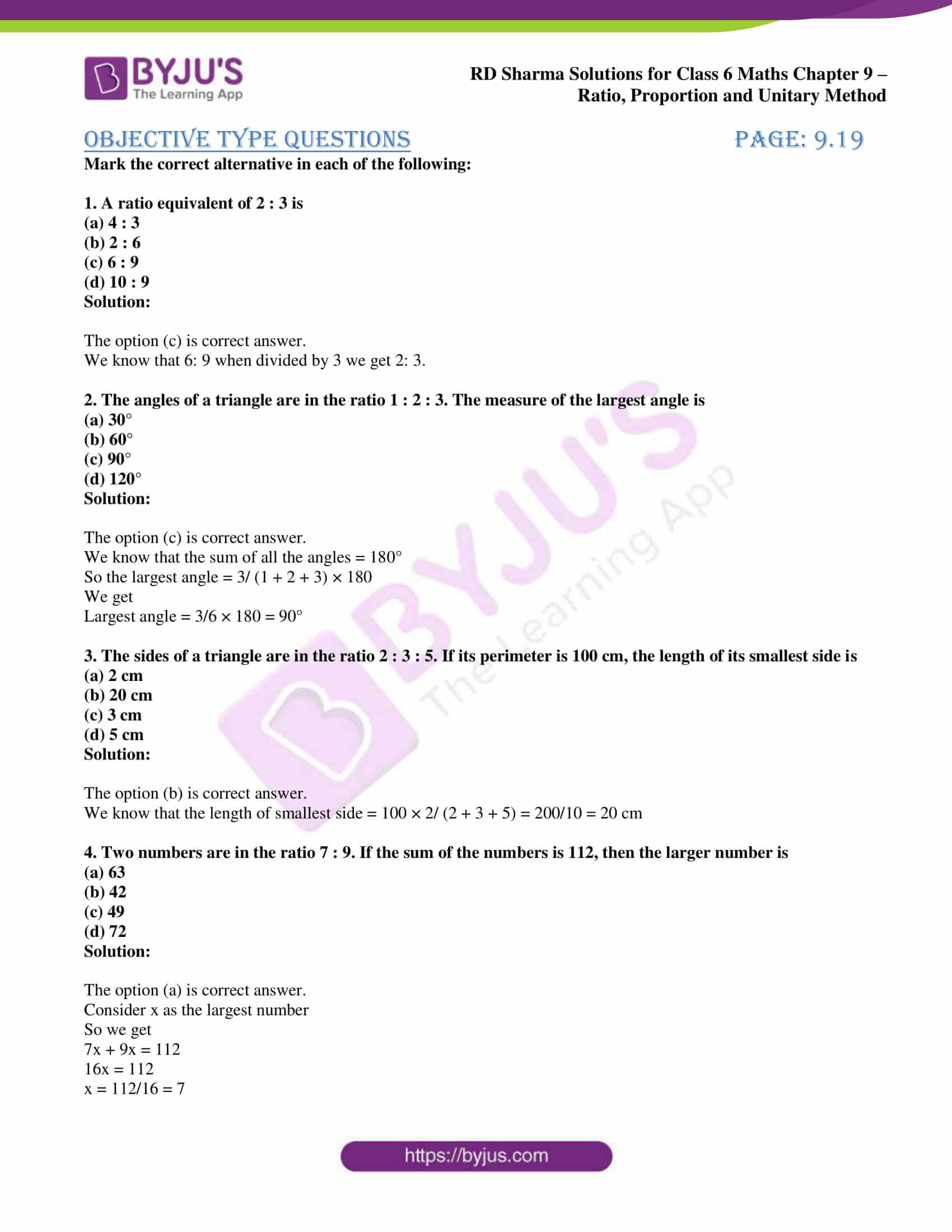RD Sharma Solutions For Class 6 Chapter 9 Ratio Proportion And Unitary