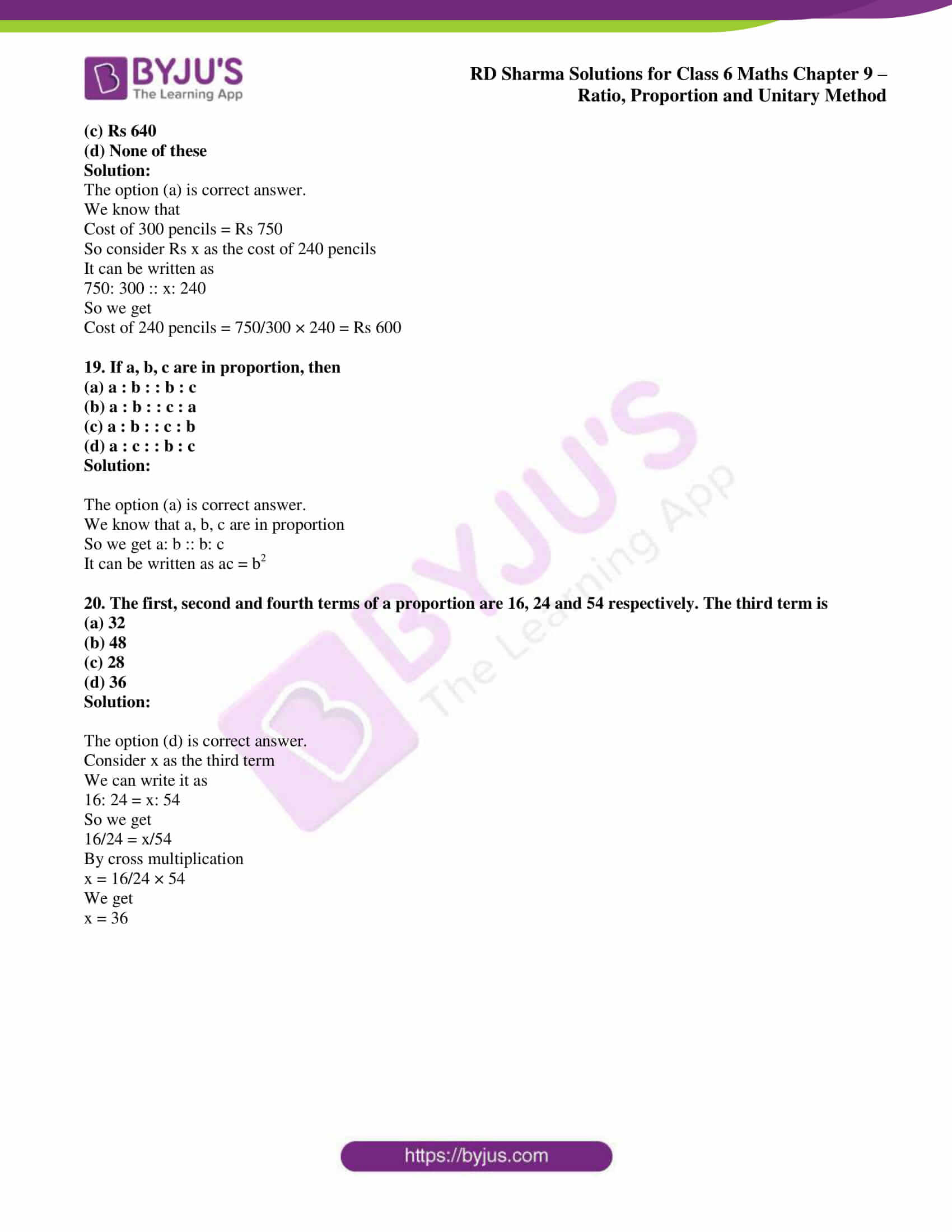 RD Sharma Solutions For Class 6 Chapter 9 Ratio Proportion And Unitary