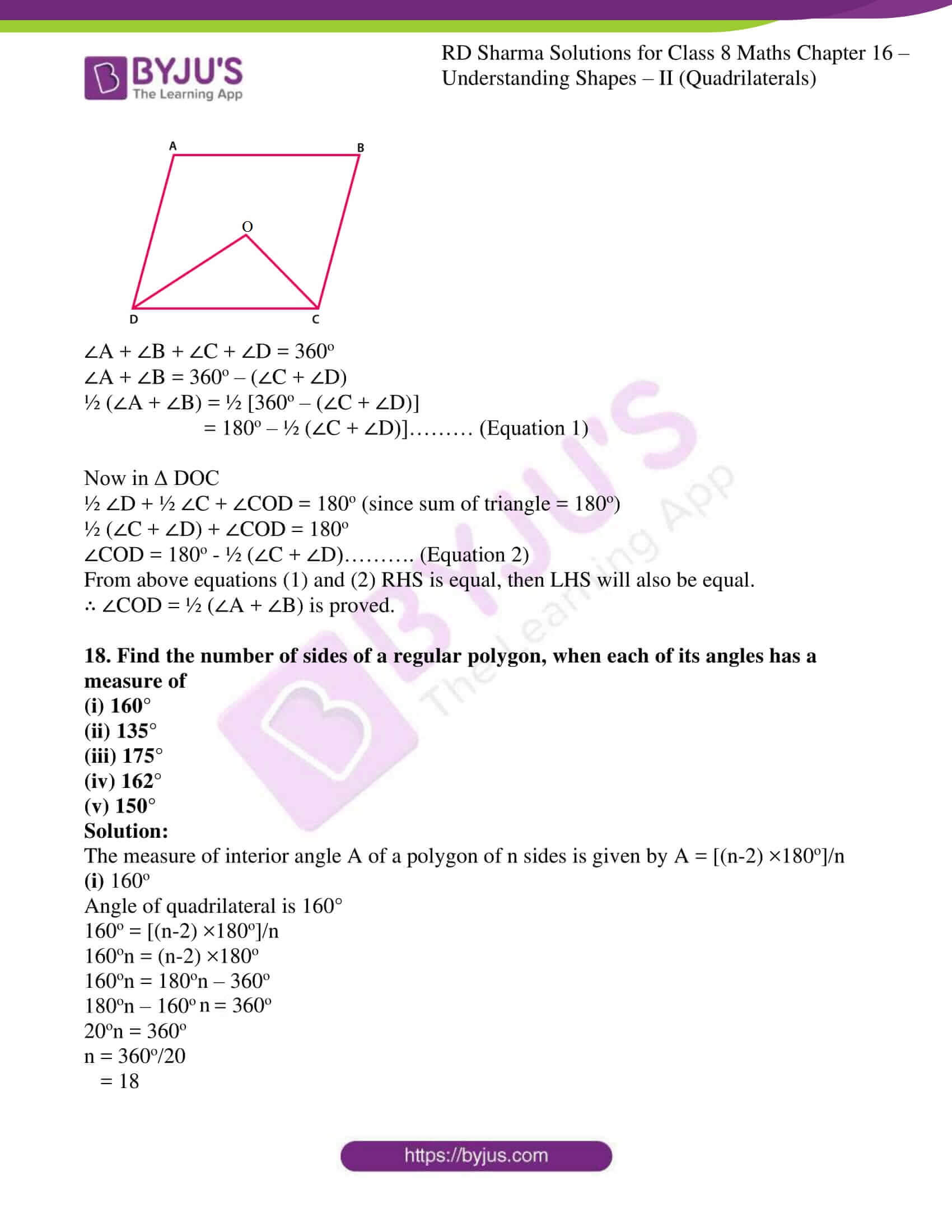 RD Sharma Solutions For Class 8 Chapter 16 Understanding Shapes II