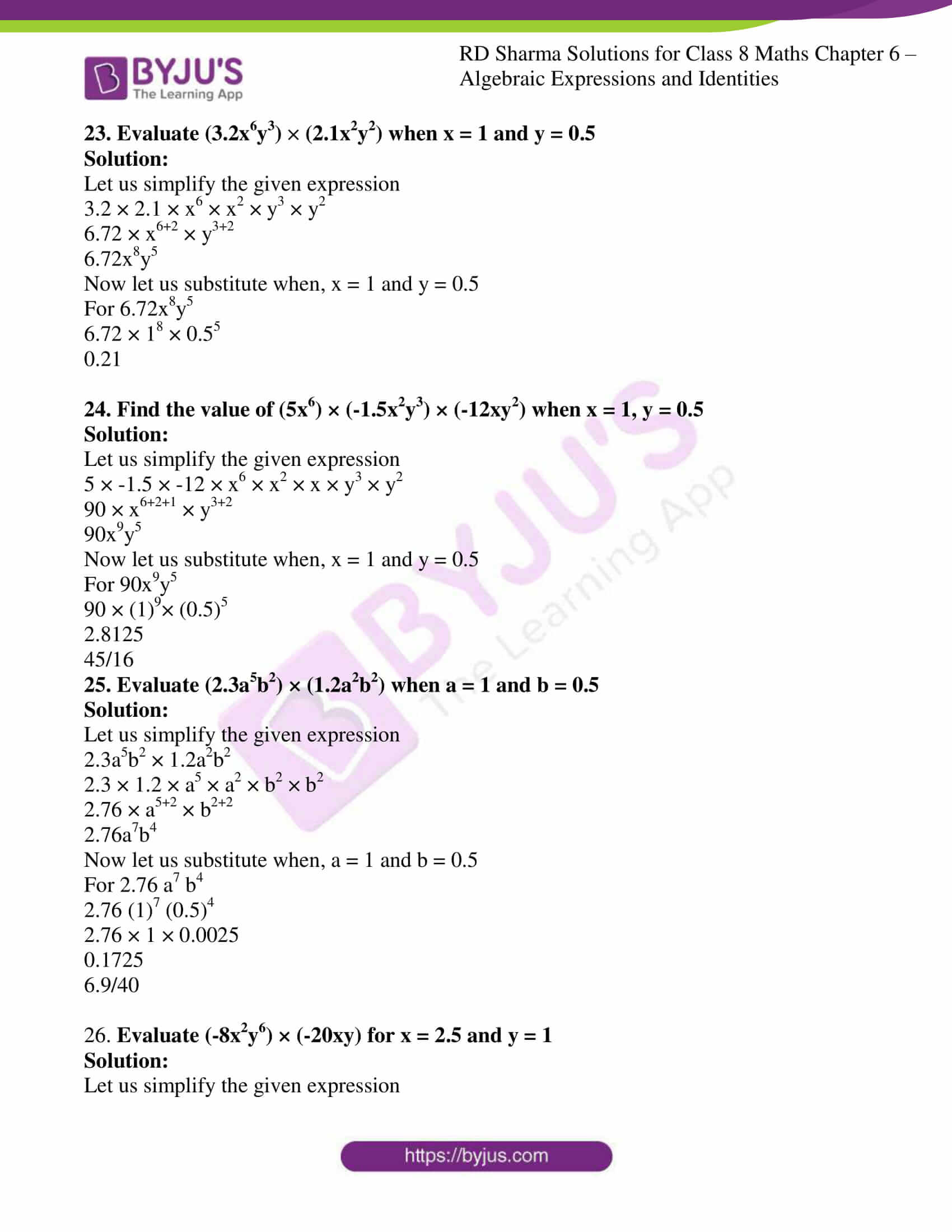RD Sharma Solutions For Class 8 Chapter 6 Algebraic Expressions And 