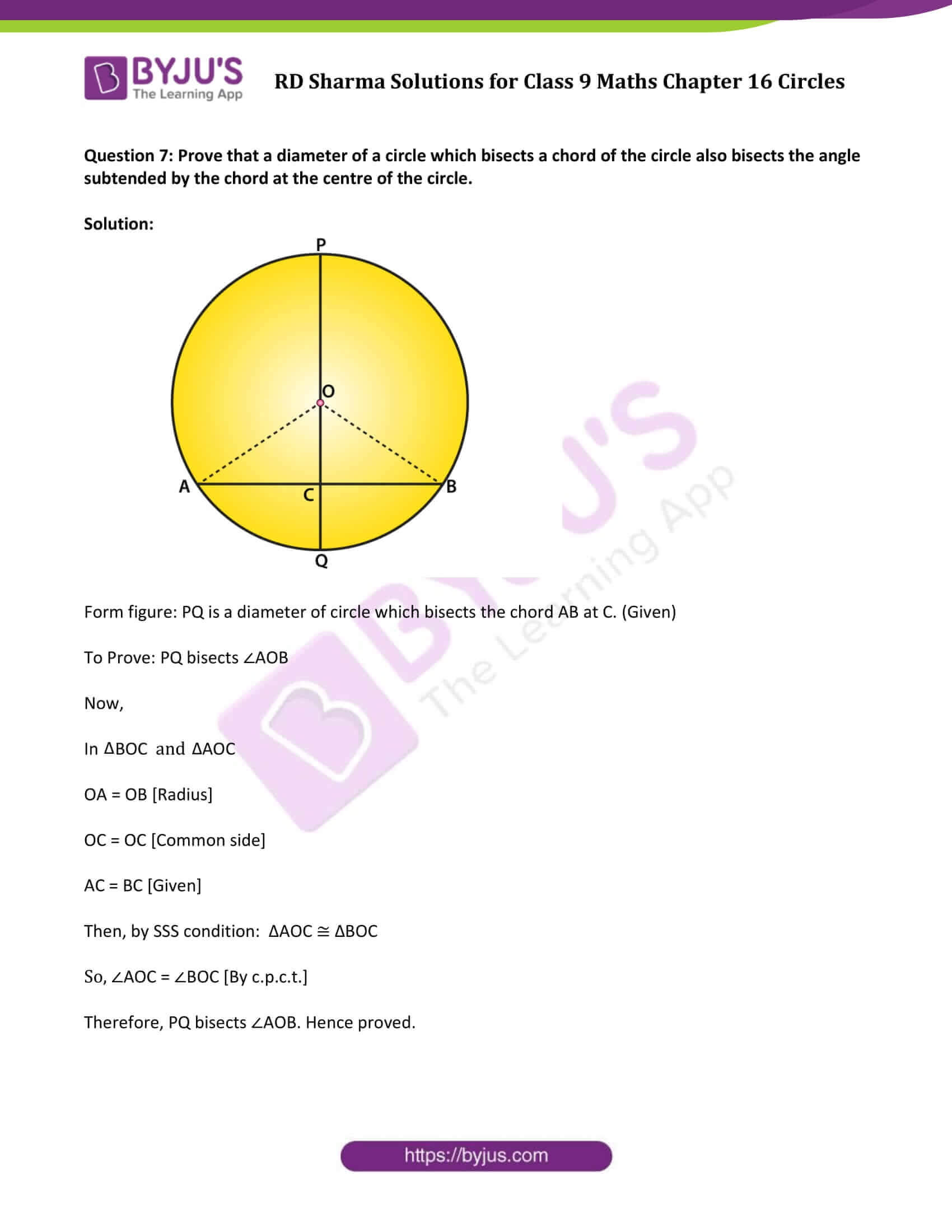 RD Sharma Solutions Class 9 Chapter 16 Circles Free PDF