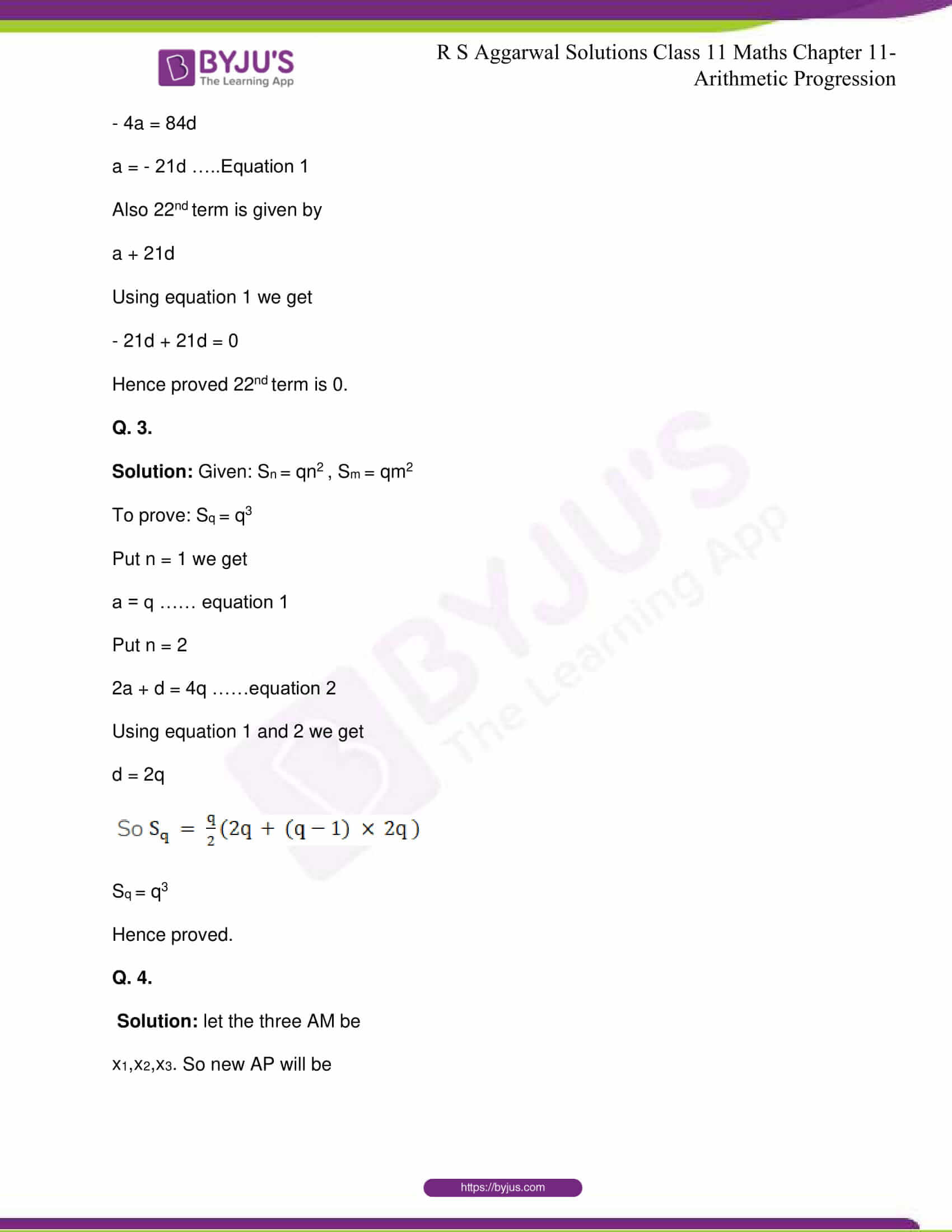 Rs Aggarwal Solutions For Class 11 Chapter 11 Arithmetic Progression Download Free Pdf