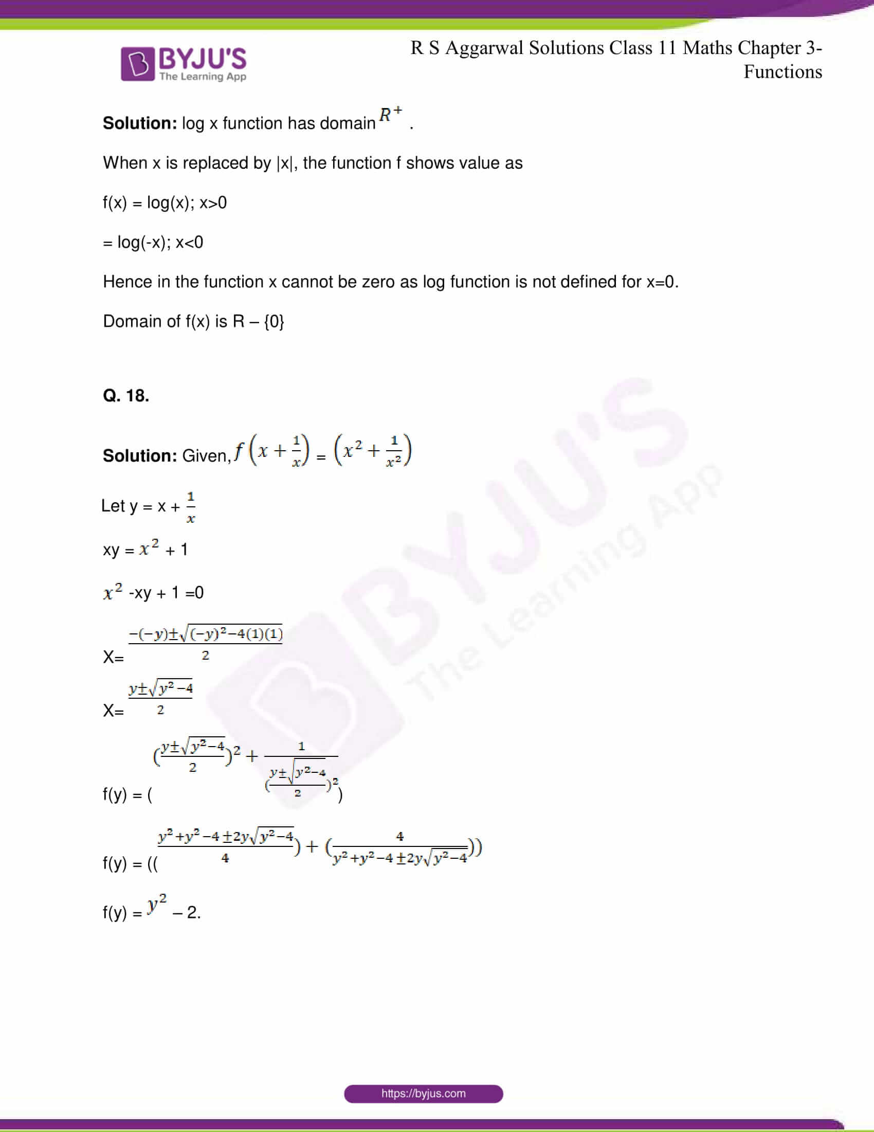 Rs Aggarwal Solutions For Class 11 Chapter 3 Functions Download Free Pdf 