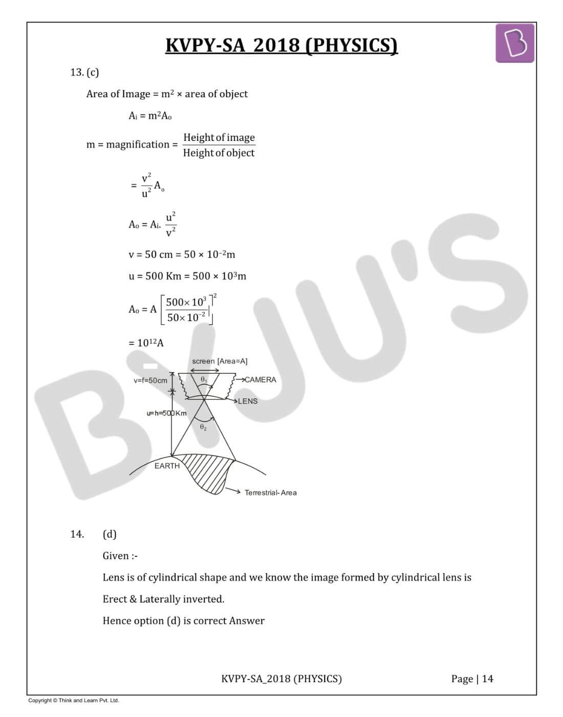 Download Solved KVPY-SA 2018 Physics Paper