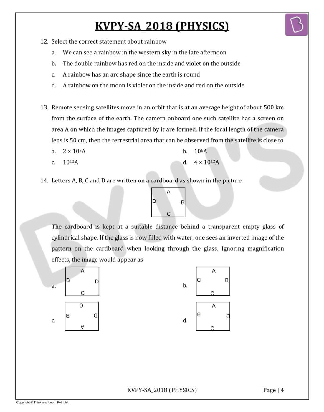 Download Solved KVPY-SA 2018 Physics Paper