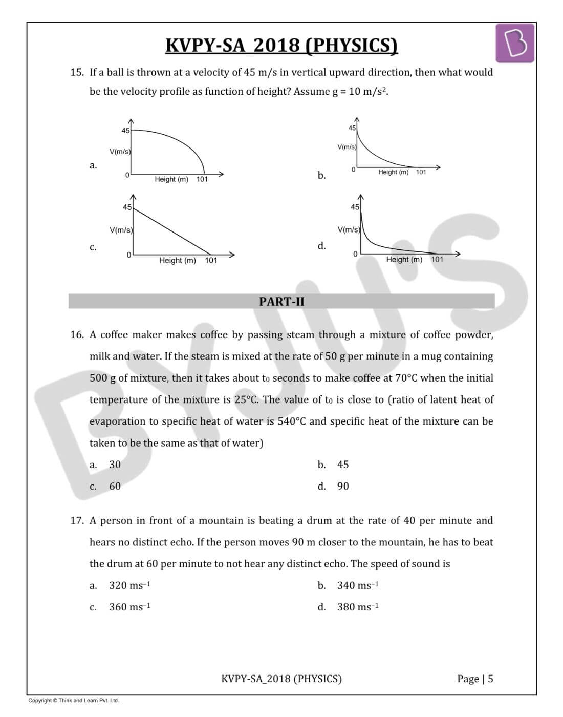 Download Solved KVPY-SA 2018 Physics Paper