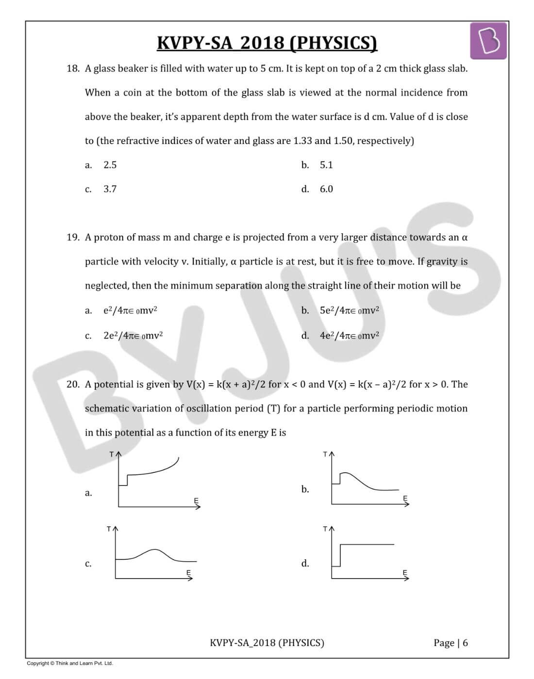 Download Solved KVPY-SA 2018 Physics Paper