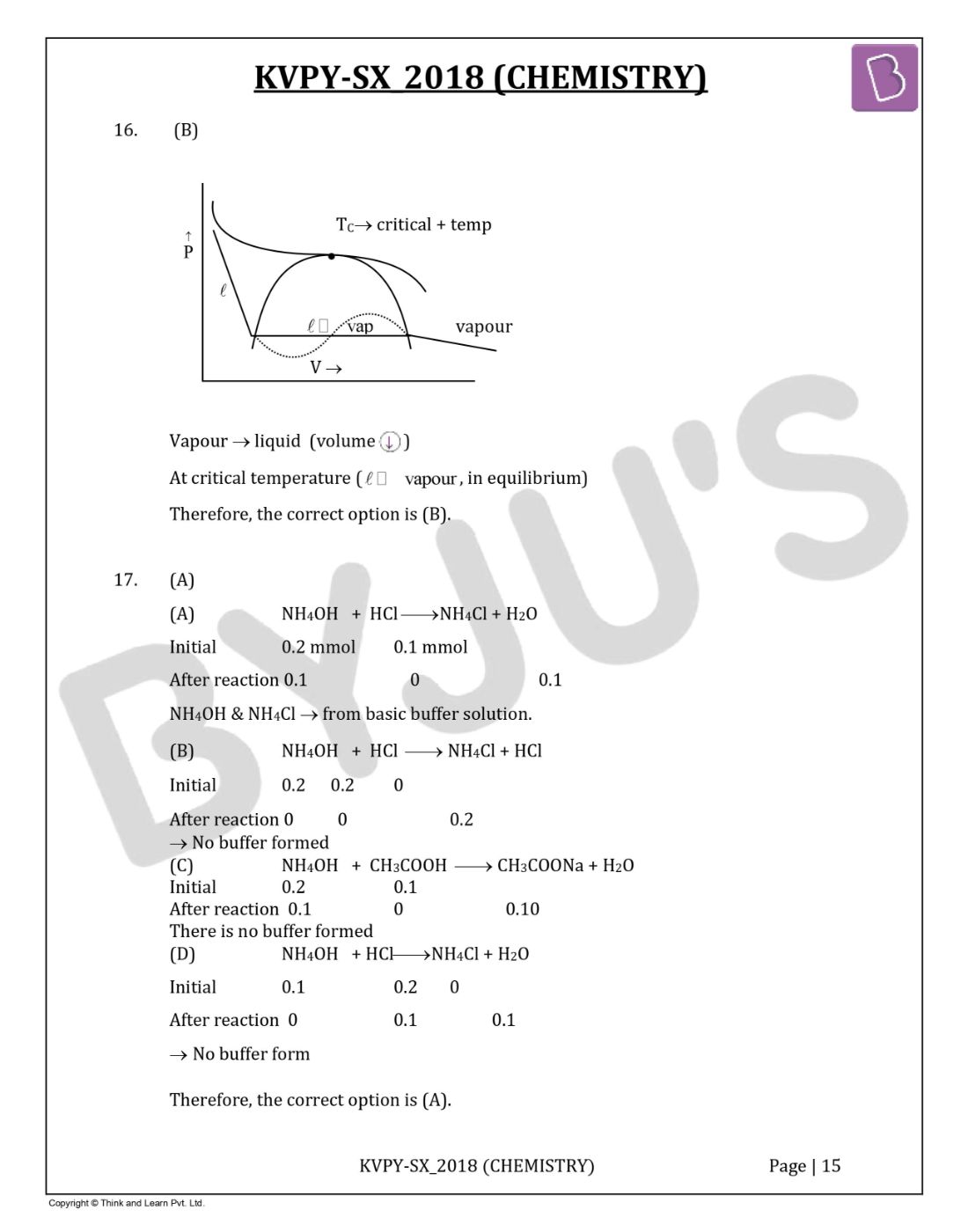 KVPY-SX 2018 Chemistry Question Paper With Solutions - Download PDF