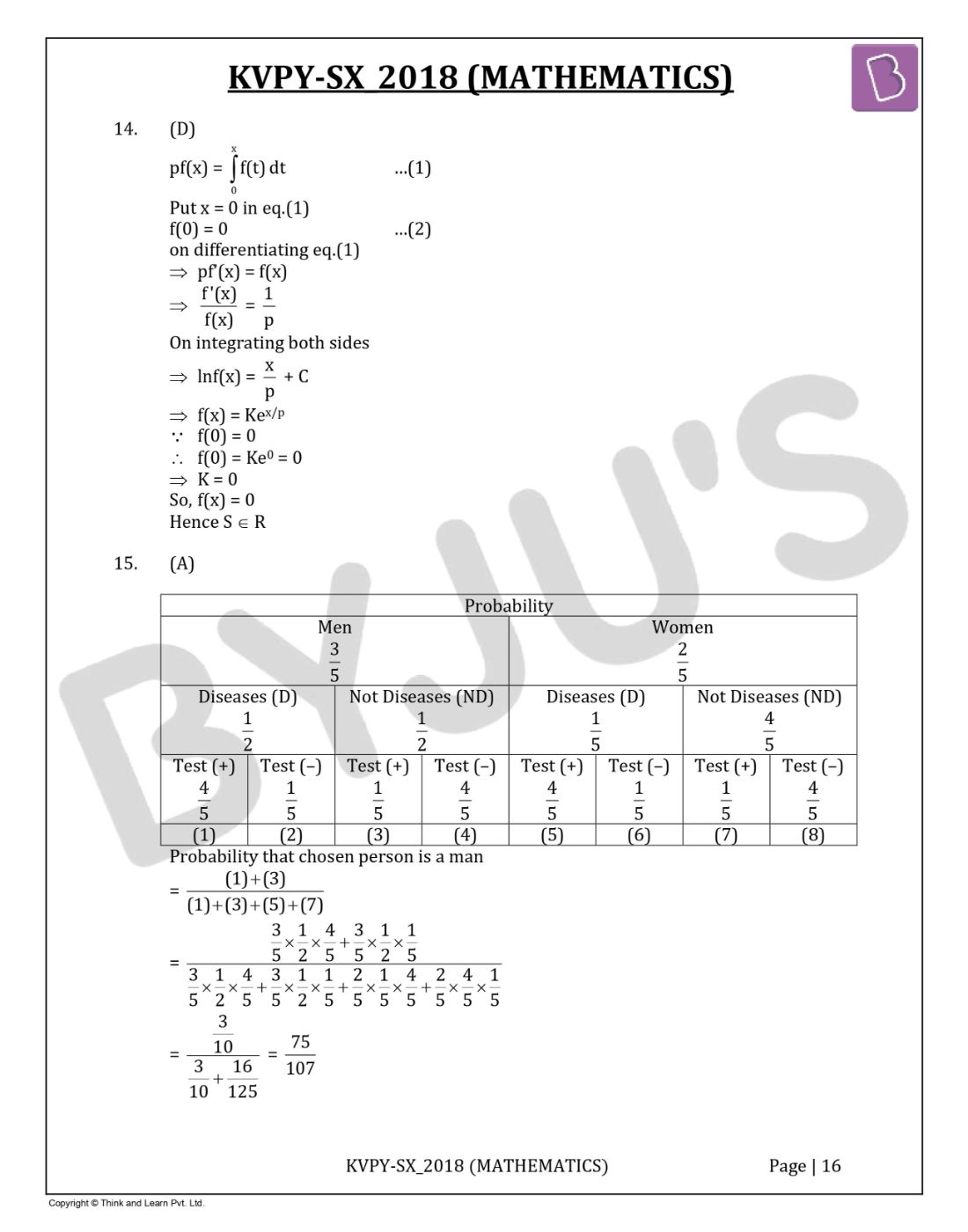 KVPY-SX 2018 Paper With Solutions Maths - Download PDF for free
