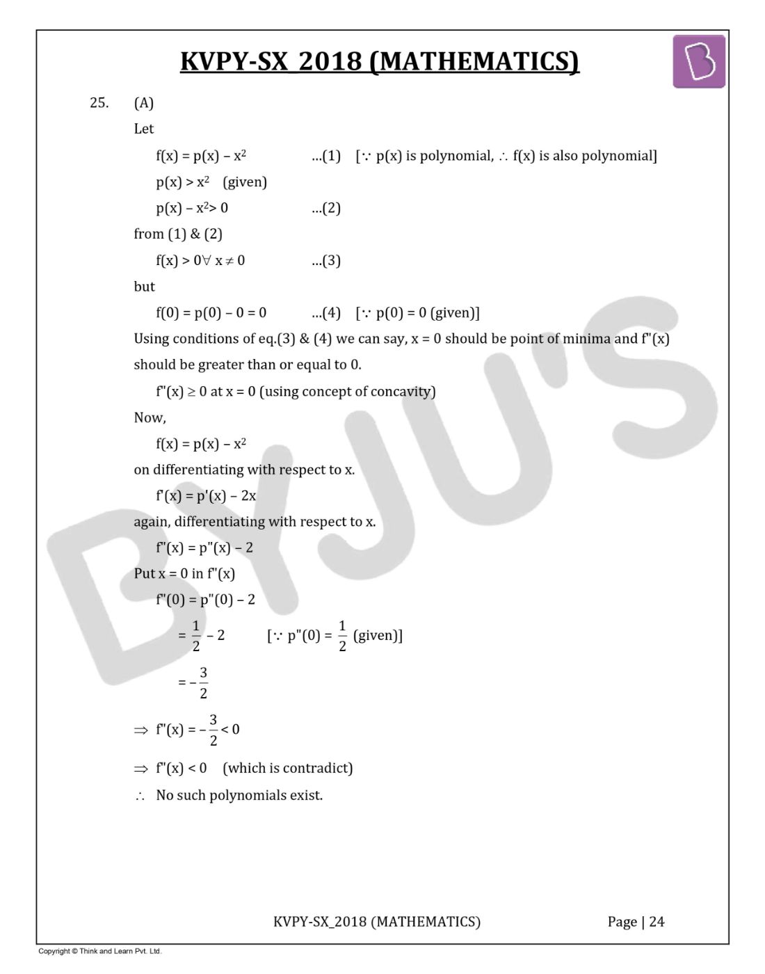 KVPY-SX 2018 Paper With Solutions Maths - Download PDF for free
