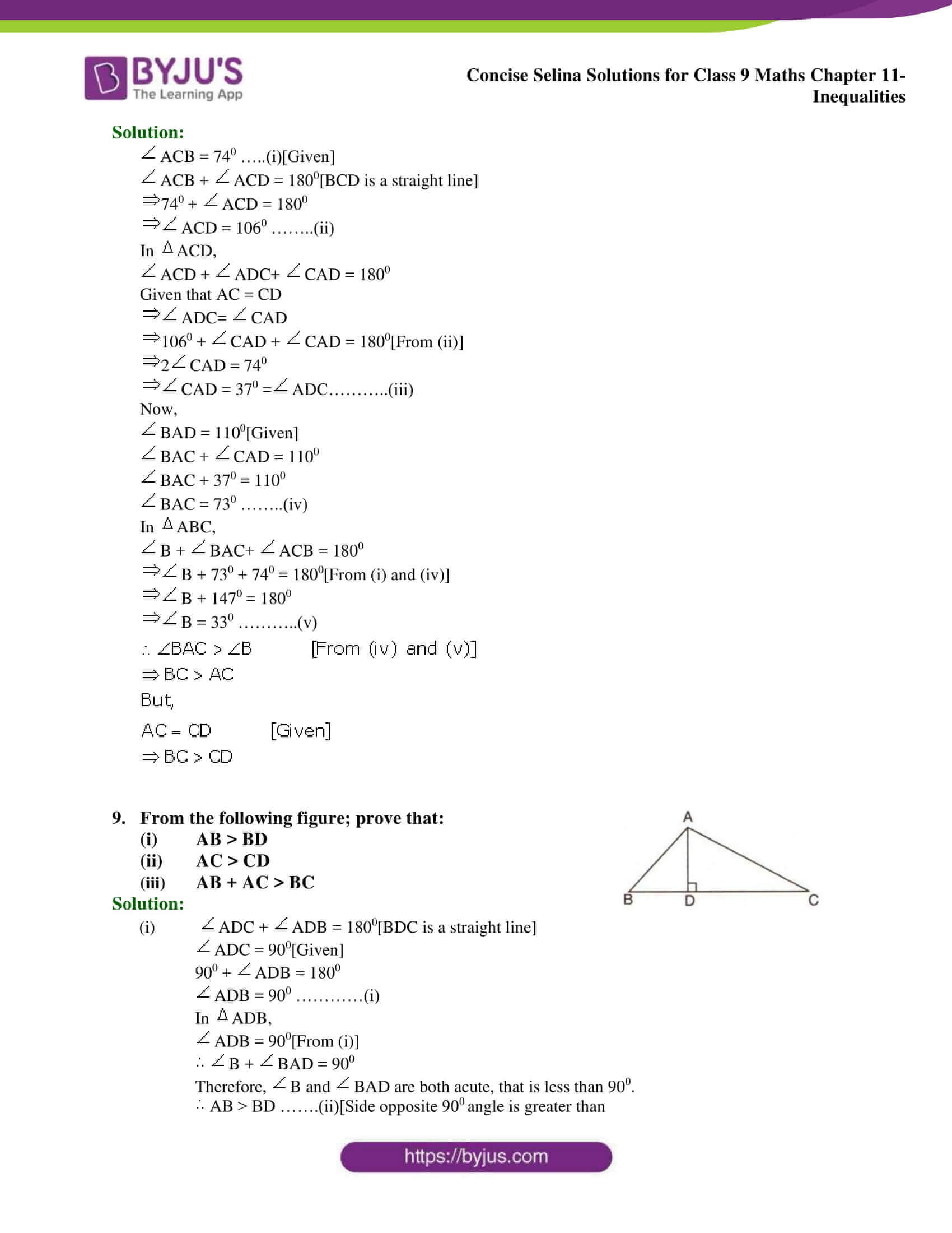 Selina Solutions Class 9 Concise Maths Chapter 11 inequalities ...
