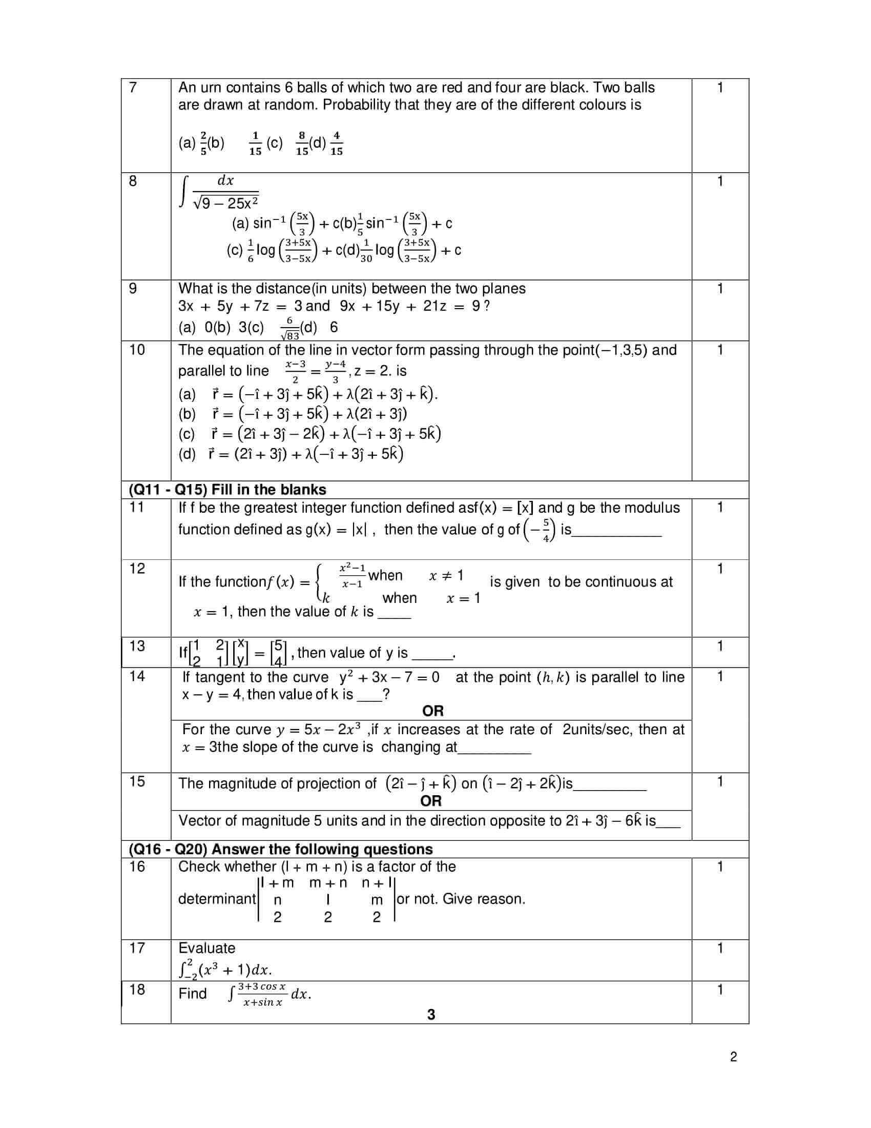Cbse Class 12 Maths Sample Paper 2020 Download Paper With Solution Pdf