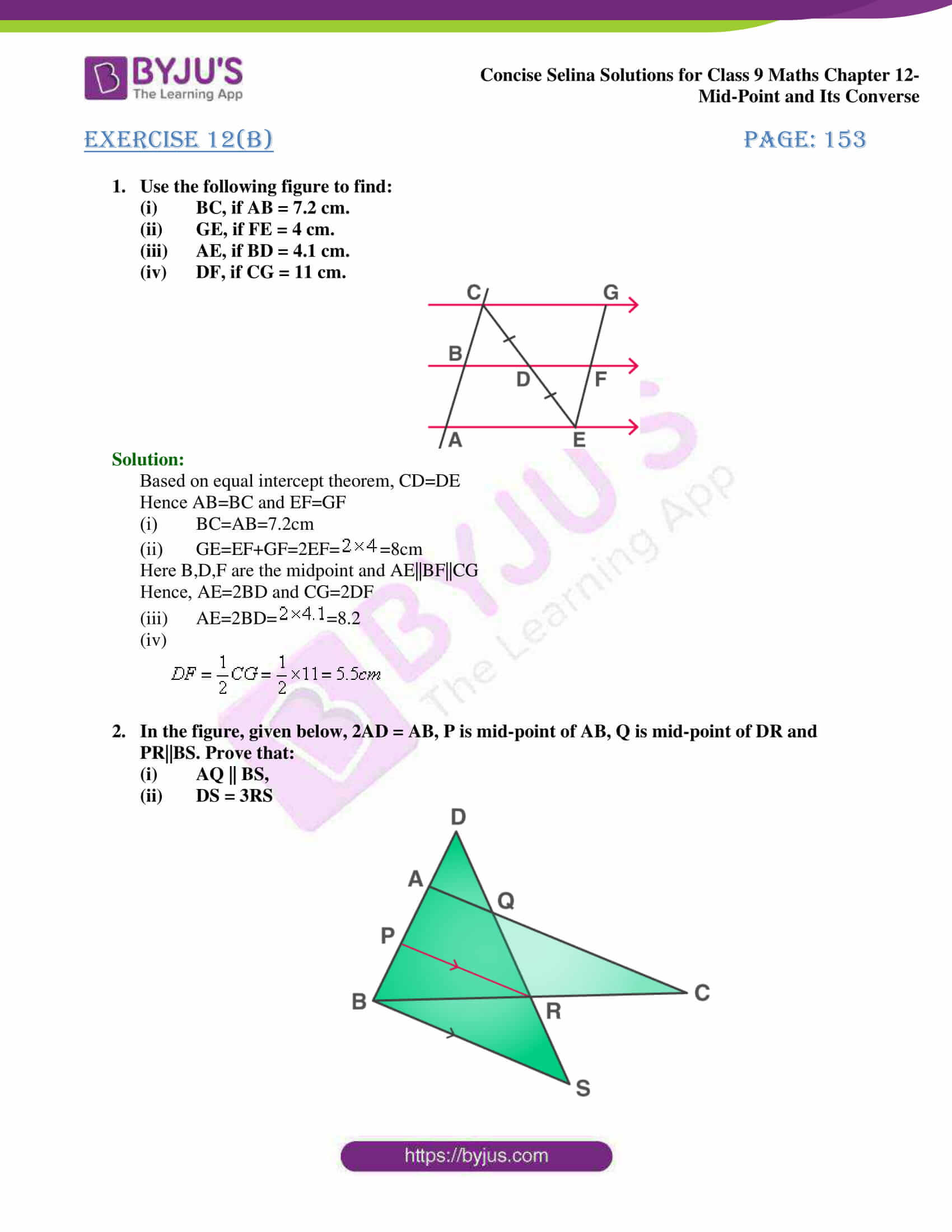 Selina Solutions Class 9 Concise Maths Chapter 12 Midpoint And Its ...