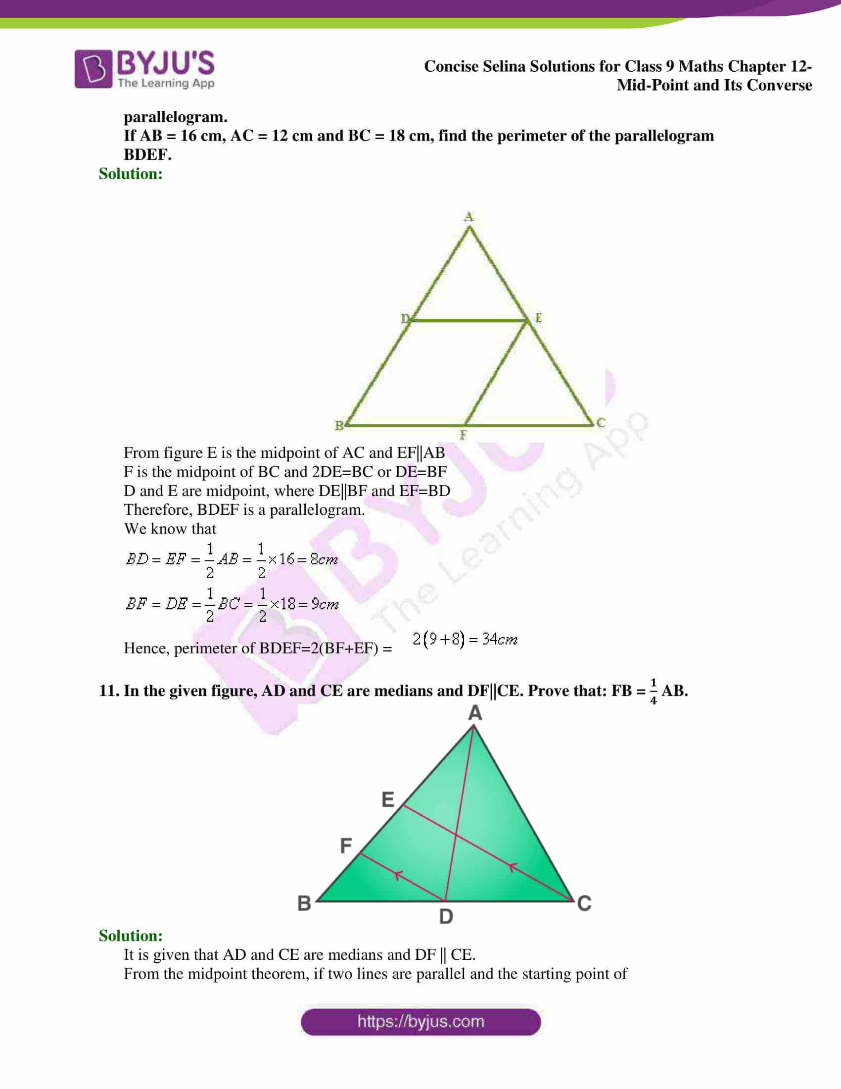 Selina Solutions Class 9 Concise Maths Chapter 12 Midpoint And Its ...
