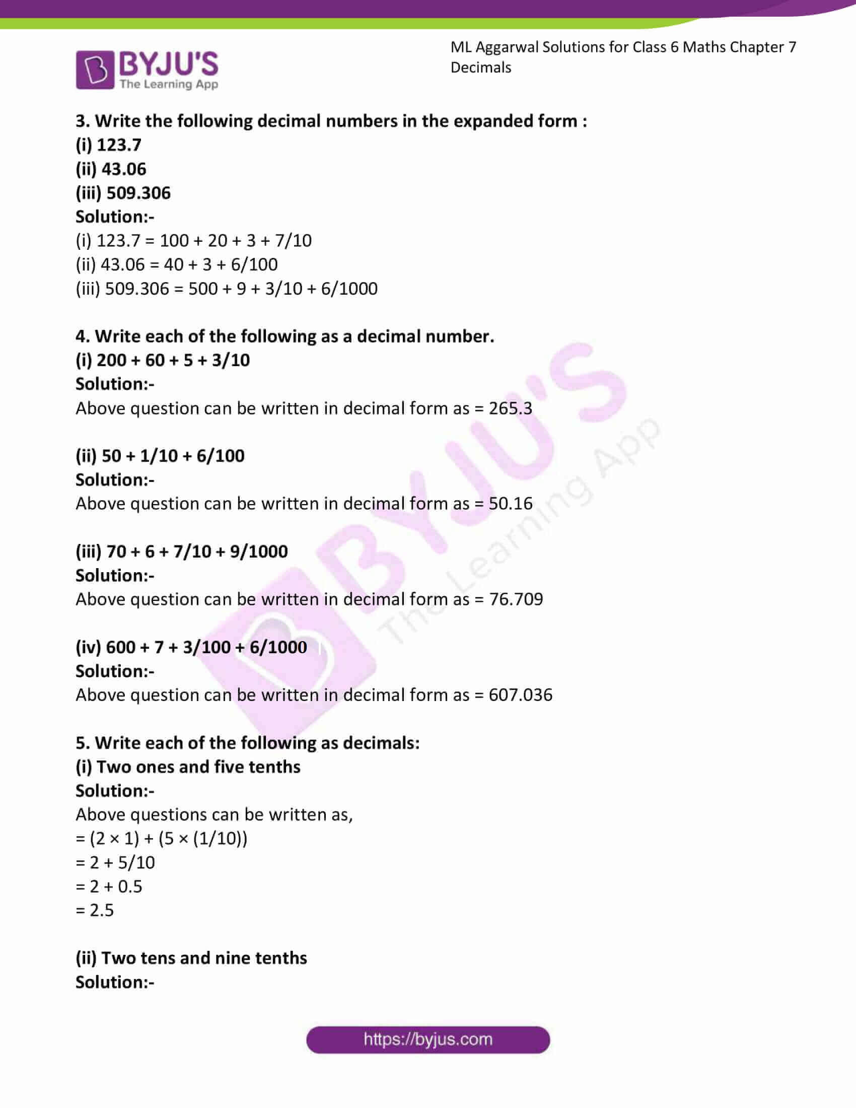 Byjus Class 6 Maths Chapter 7 Quest