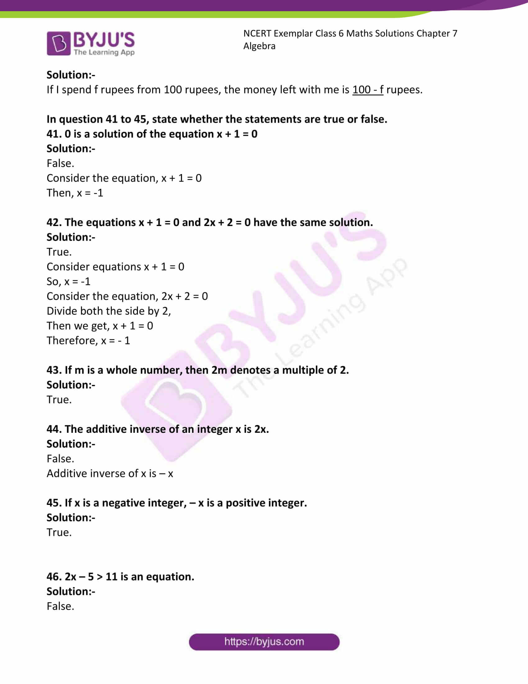 NCERT Exemplar Solutions For Class 6 Maths Chapter 7 Algebra Available NCERT Exemplar Solutions For Class 6 Maths Chapter 7 Algebra Available