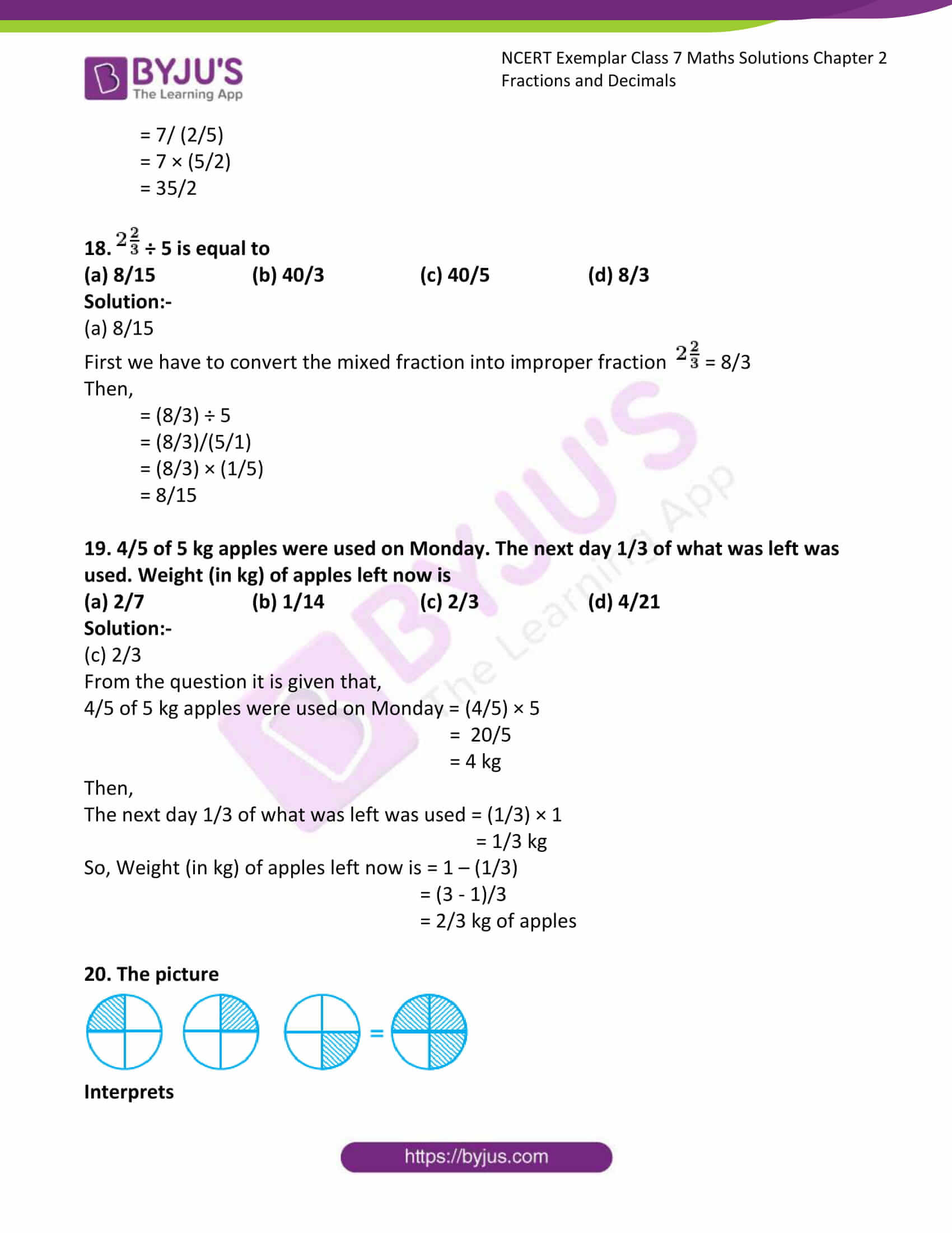 NCERT Exemplar Solutions for Class 7 Maths Chapter 2 Fractions and ...