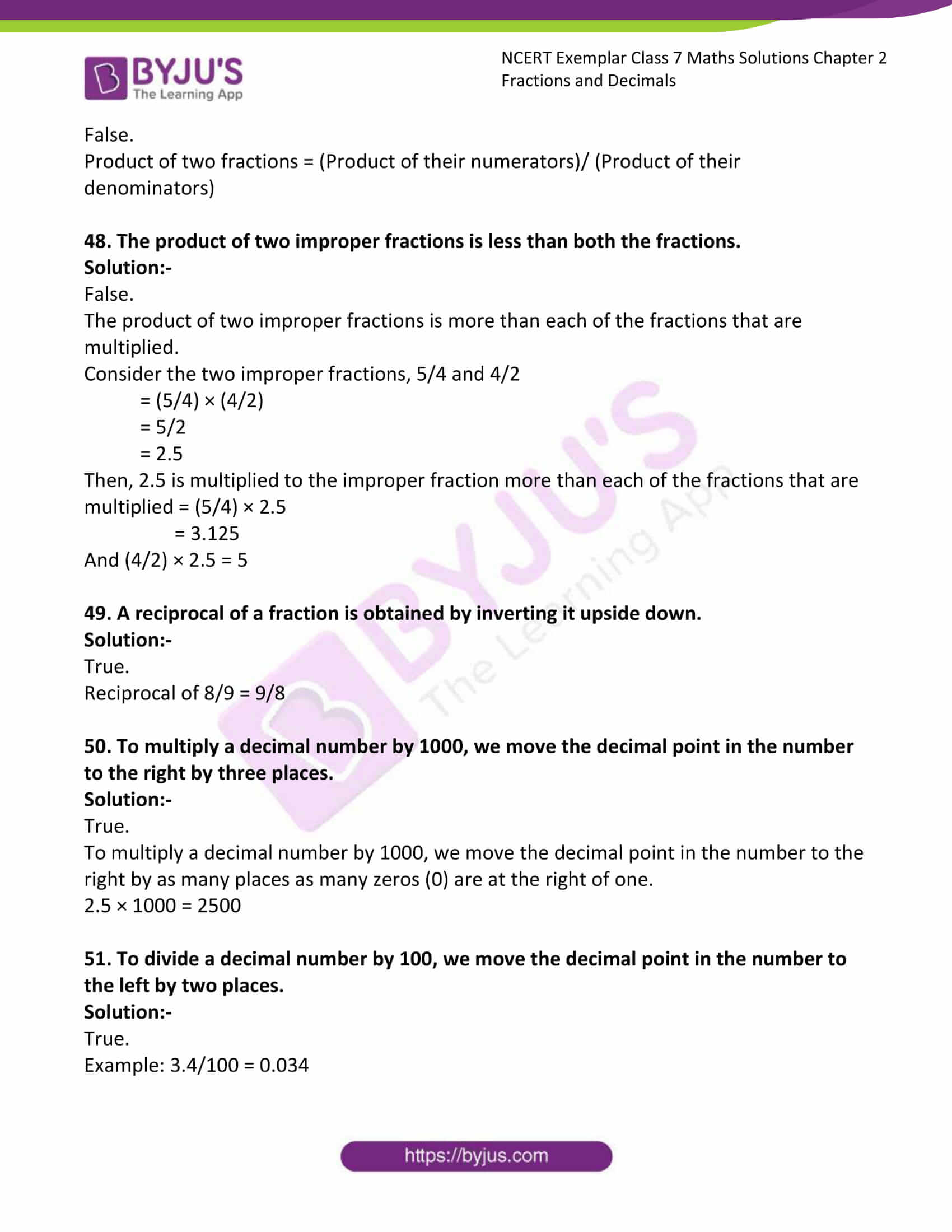 NCERT Exemplar Solutions for Class 7 Maths Chapter 2 Fractions and ...