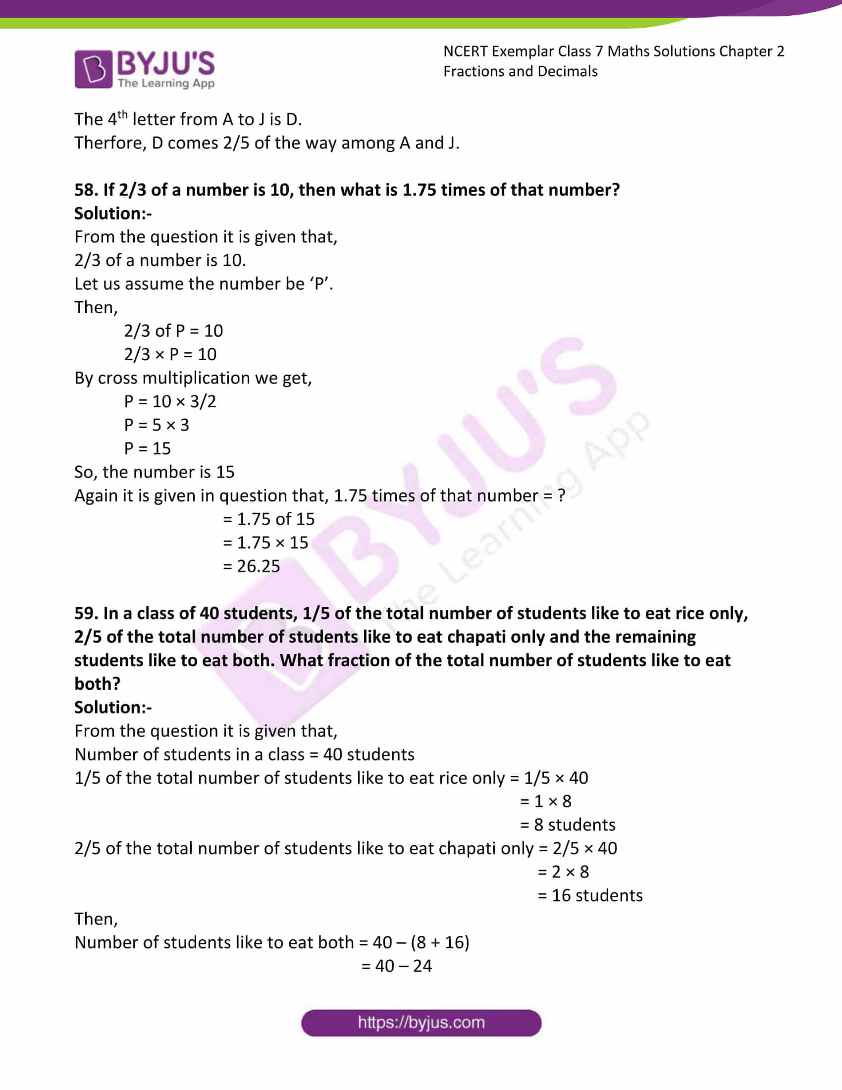 NCERT Exemplar Solutions for Class 7 Maths Chapter 2 Fractions and ...