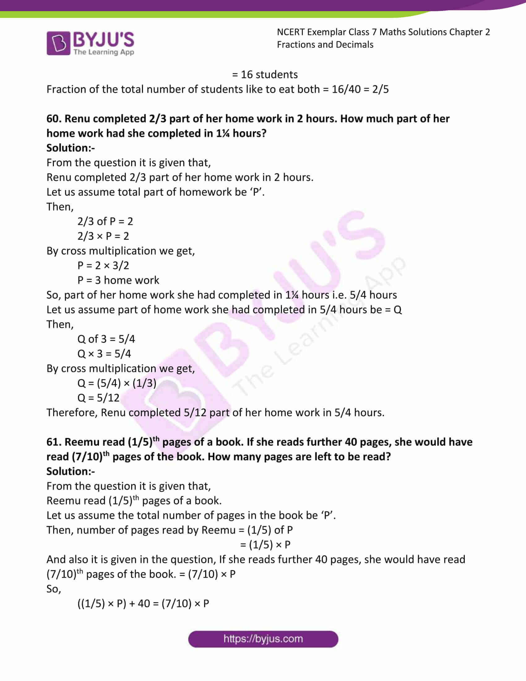 NCERT Exemplar Solutions for Class 7 Maths Chapter 2 Fractions and ...
