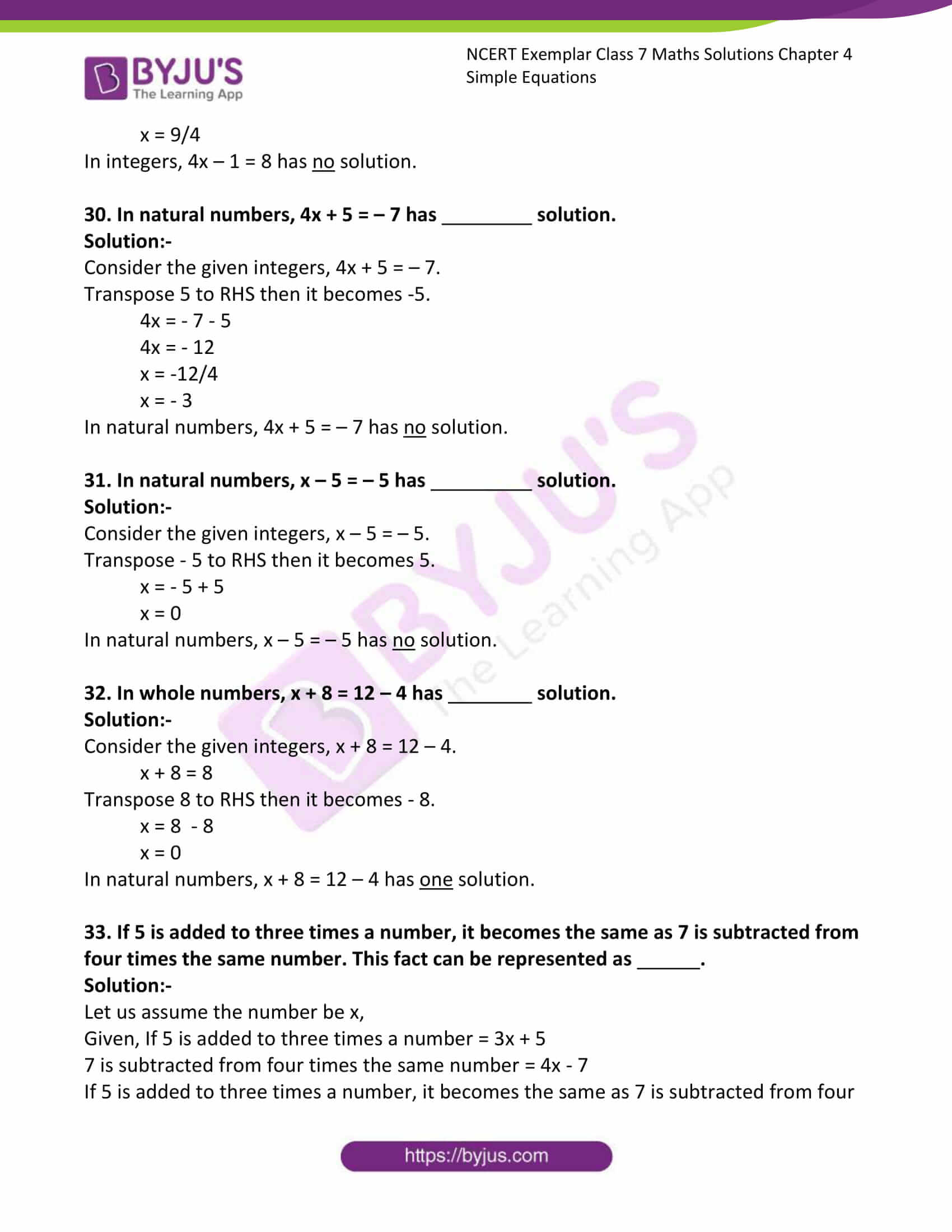 Sample Papers For Class 7 Maths Simple Equations Paper exampl