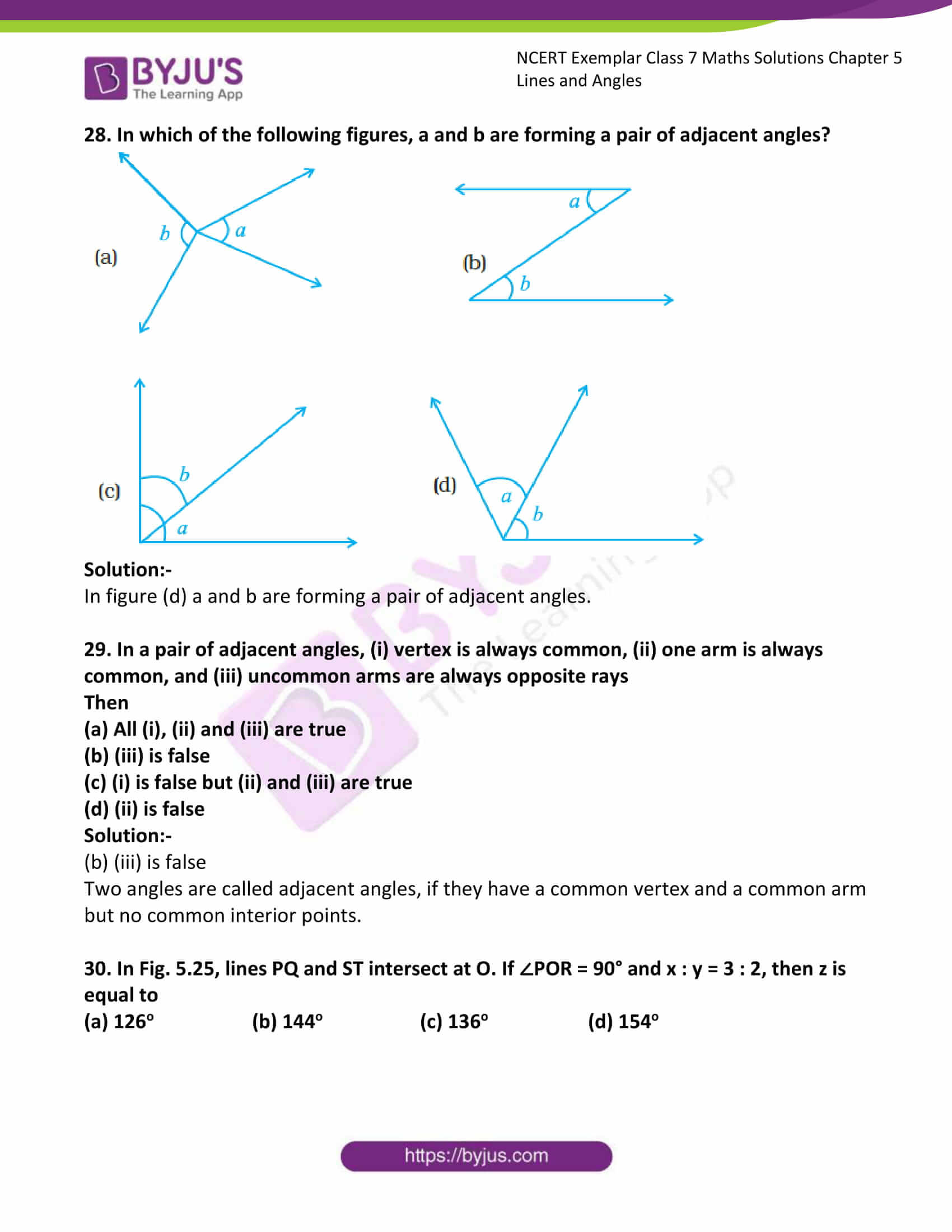 NCERT Exemplar Solutions For Class 7 Maths Chapter 5 Lines And Angles NCERT Exemplar Solutions For Class 7 Maths Chapter 5 Lines And Angles