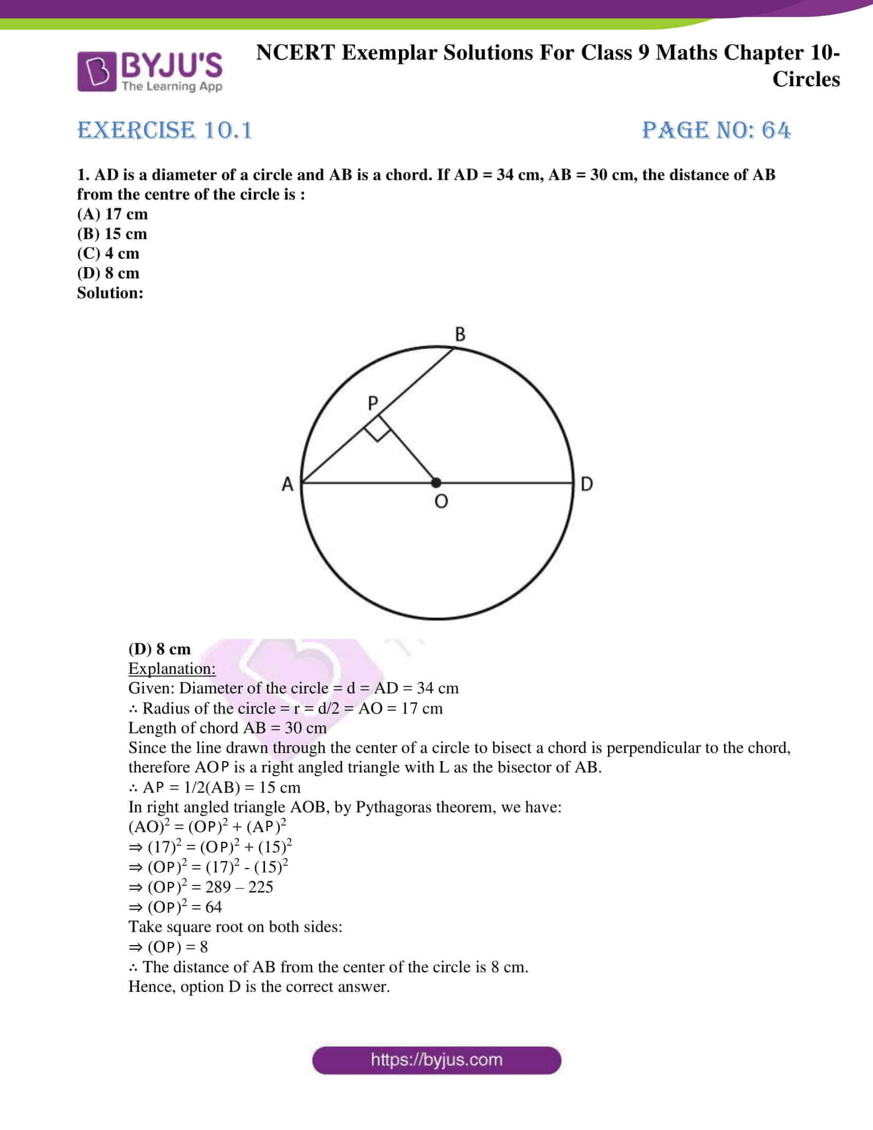 NCERT Exemplar Class 9 Mathematics Chapter 10 Circles NCERT Exemplar Class 9 Mathematics Chapter 10 Circles