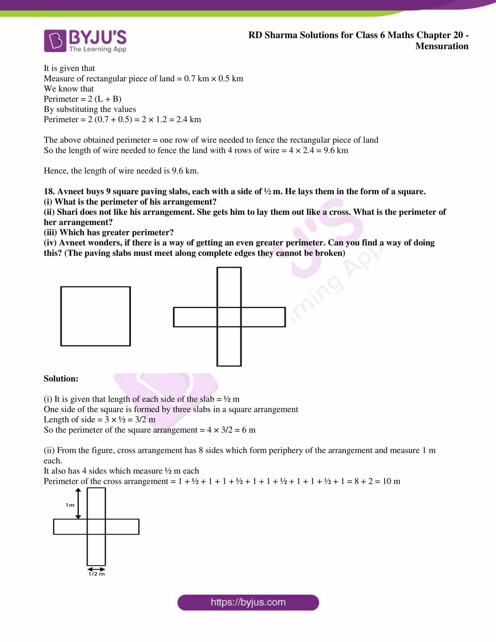 RD Sharma Solutions For Class 6 Chapter 20 Mensuration Exercise 20 2 RD Sharma Solutions For Class 6 Chapter 20 Mensuration Exercise 20 2