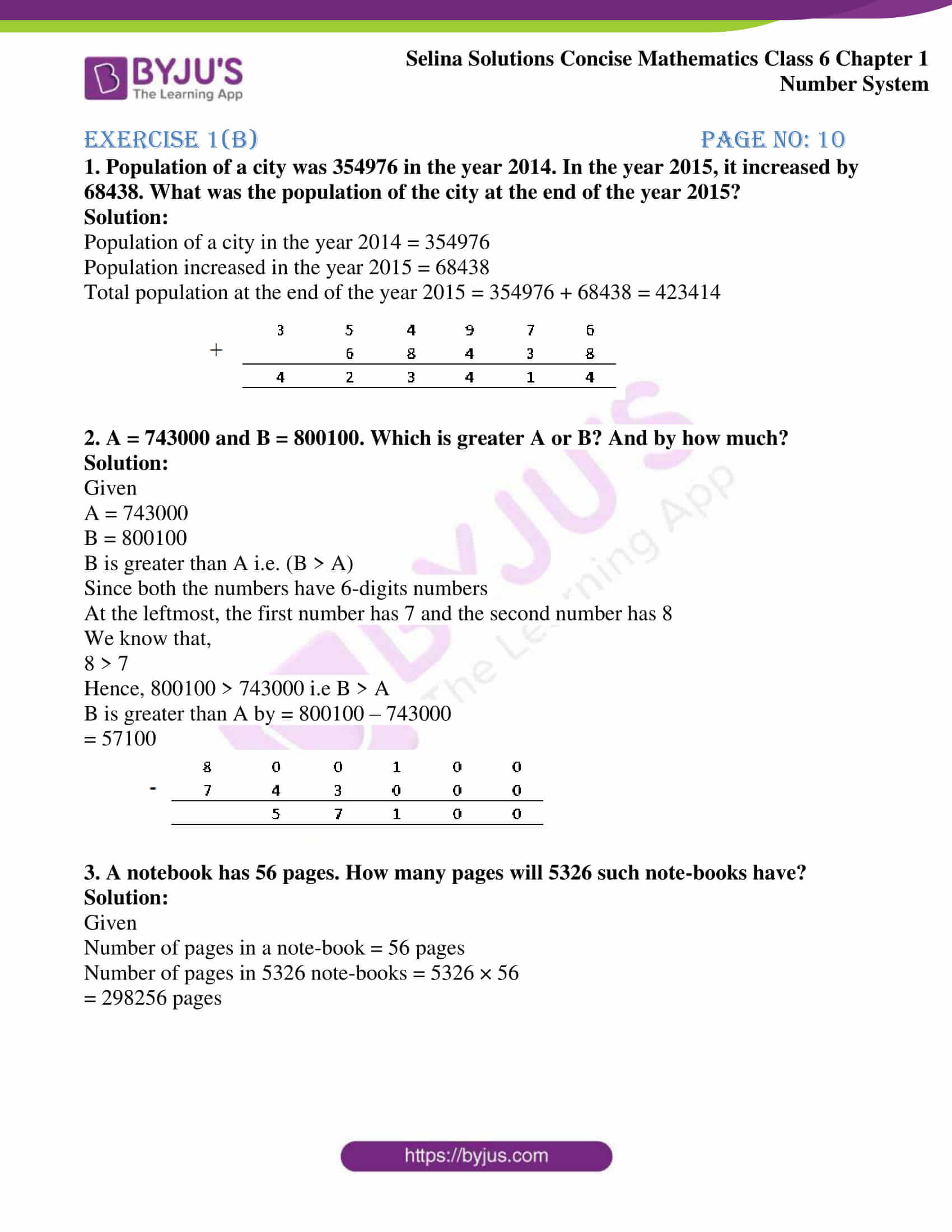 Selina Solutions Concise Mathematics Class 6 Chapter 1 Number System Selina Solutions Concise Mathematics Class 6 Chapter 1 Number System