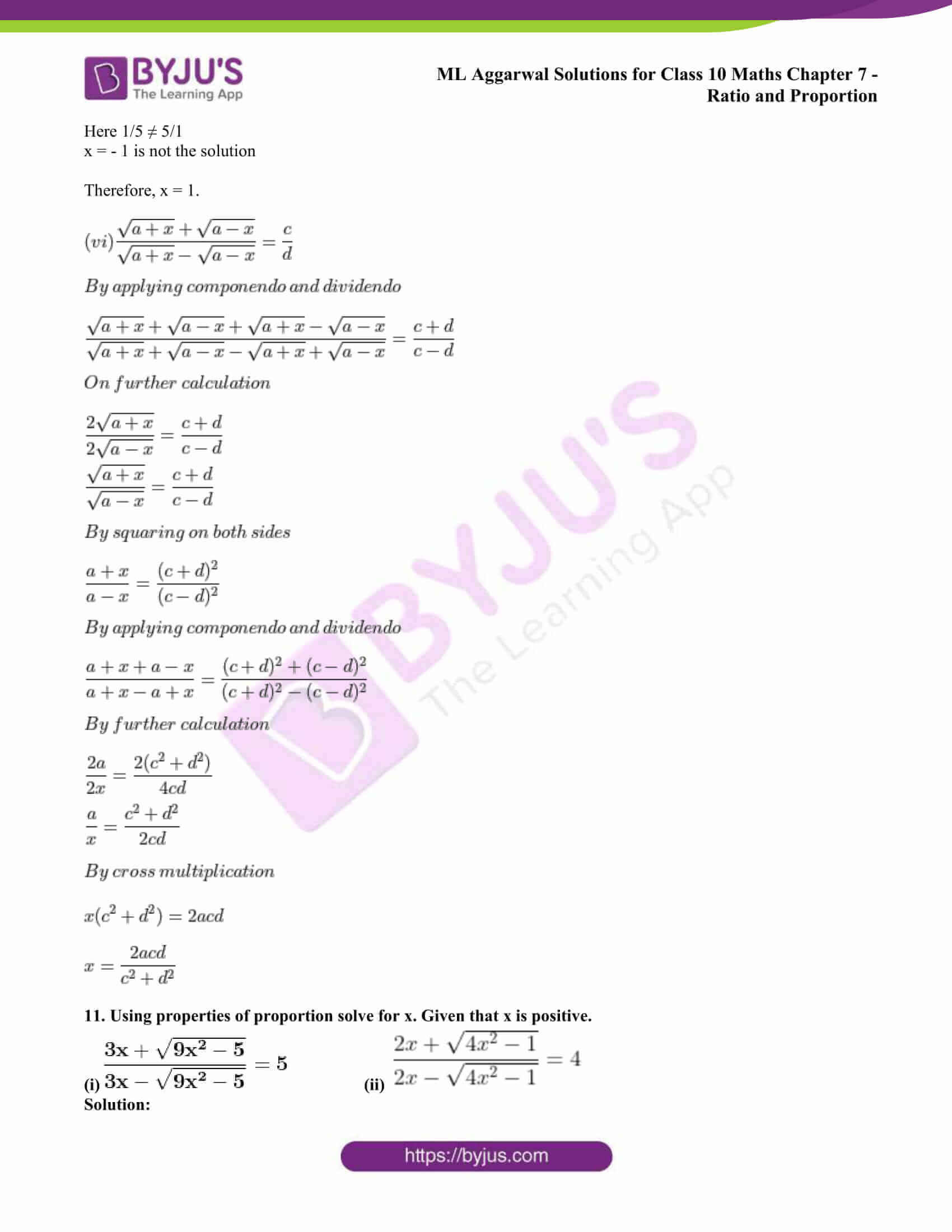 ML Aggarwal Solutions For Class 10 Maths Chapter 7 Ratio And Proportion