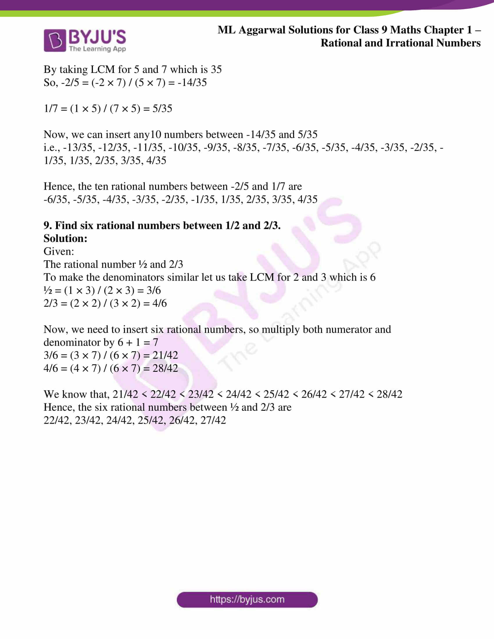 ML Aggarwal Solutions For Class 9 Chapter 1 Rational And Irrational ML Aggarwal Solutions For Class 9 Chapter 1 Rational And Irrational