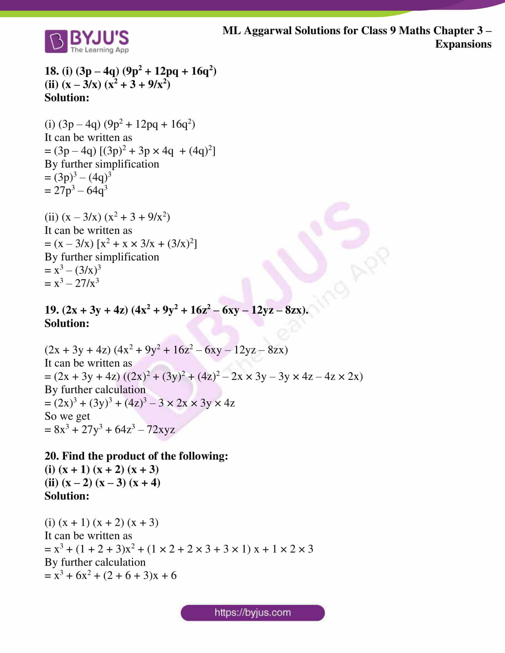 ML Aggarwal Solutions For Class 9 Chapter 3 Expansions Download Free PDF ML Aggarwal Solutions For Class 9 Chapter 3 Expansions Download Free PDF