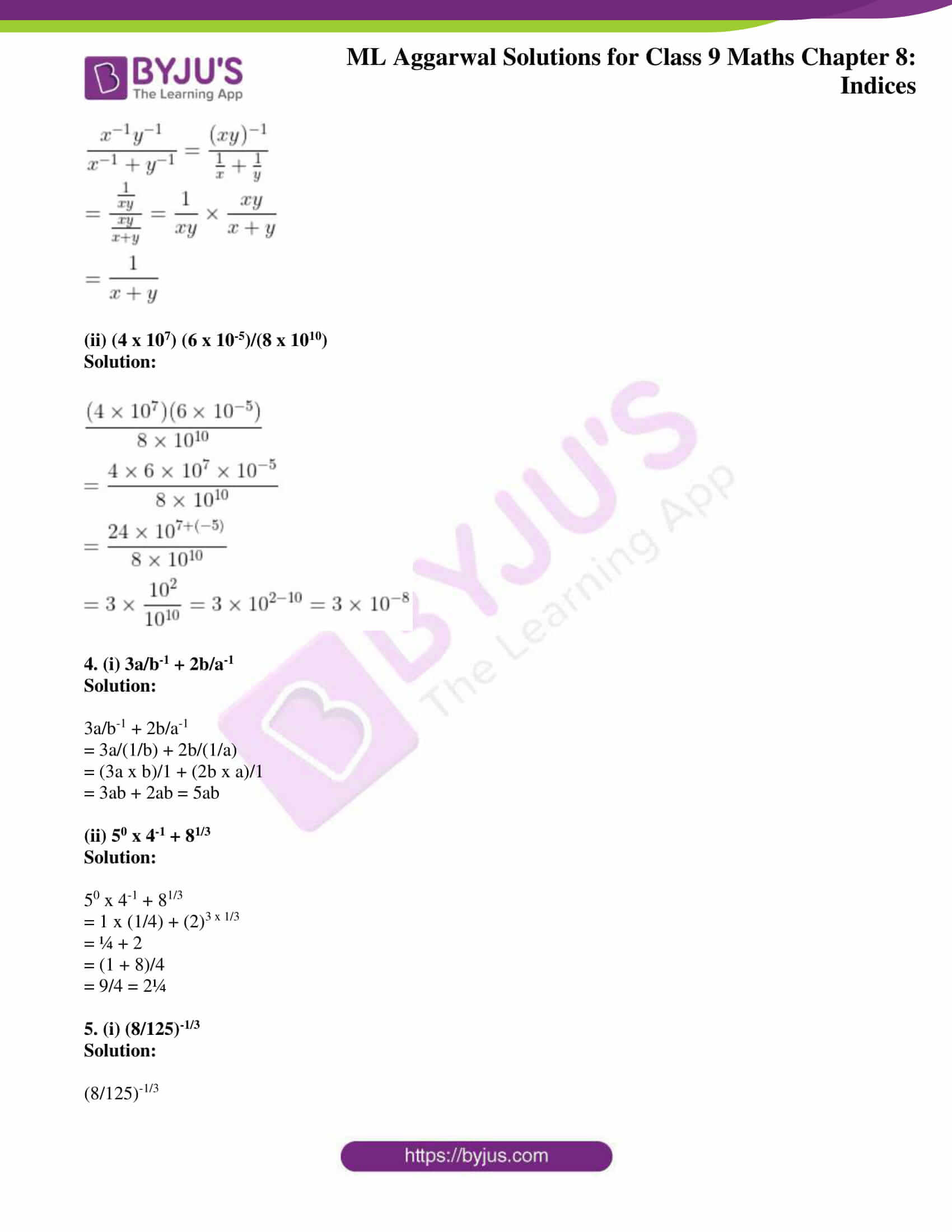 ML Aggarwal Solutions For Class 9 Maths Chapter 8 Indices Download Free PDF ML Aggarwal Solutions For Class 9 Maths Chapter 8 Indices Download Free PDF